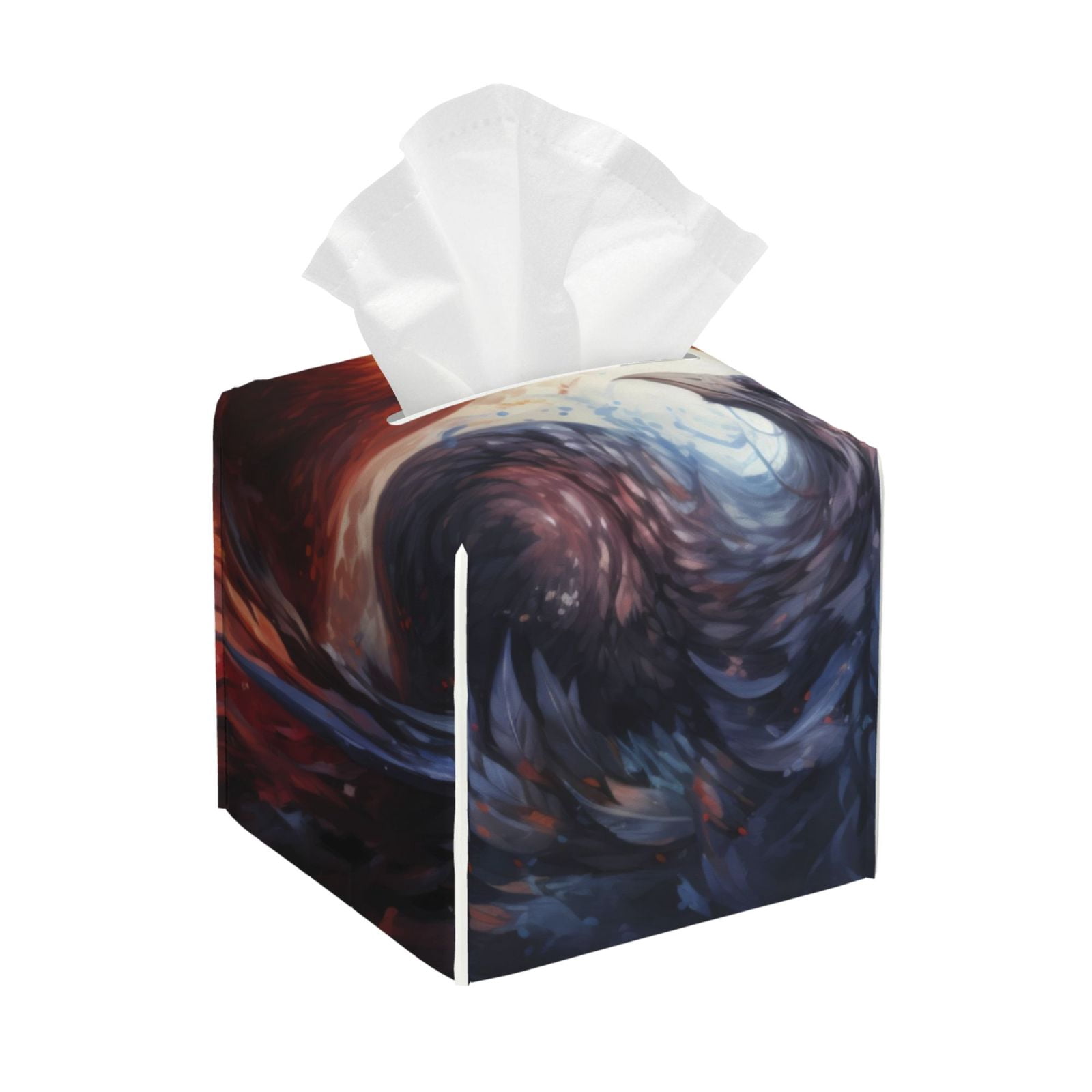 Zeuib Red And White Fire Bird Print Tissue Box Cover,PU Leather Tissue ...