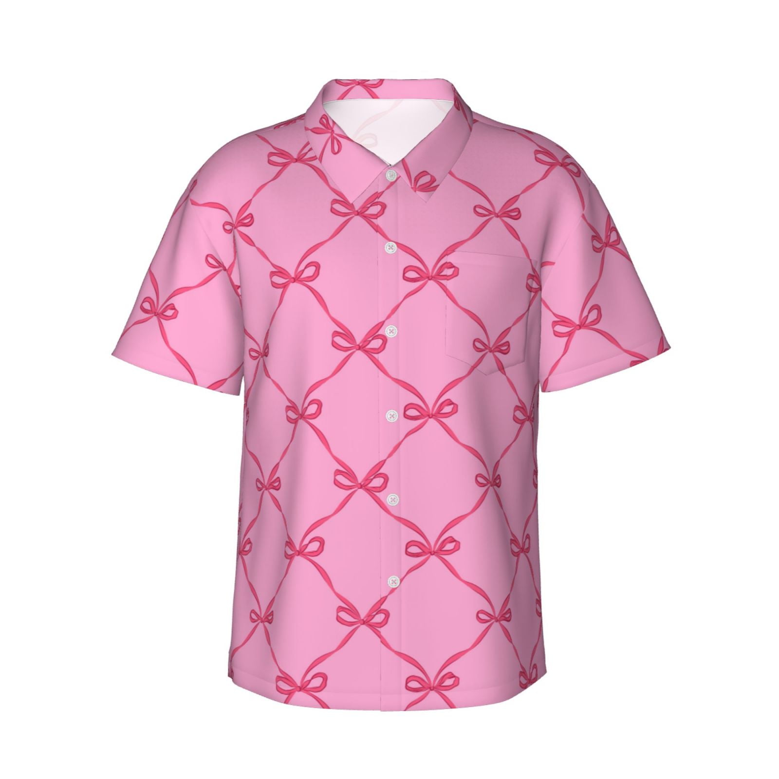 Zeuib Red ribbons Print Men's Hawaiian Shirts,Button Down Tropical ...