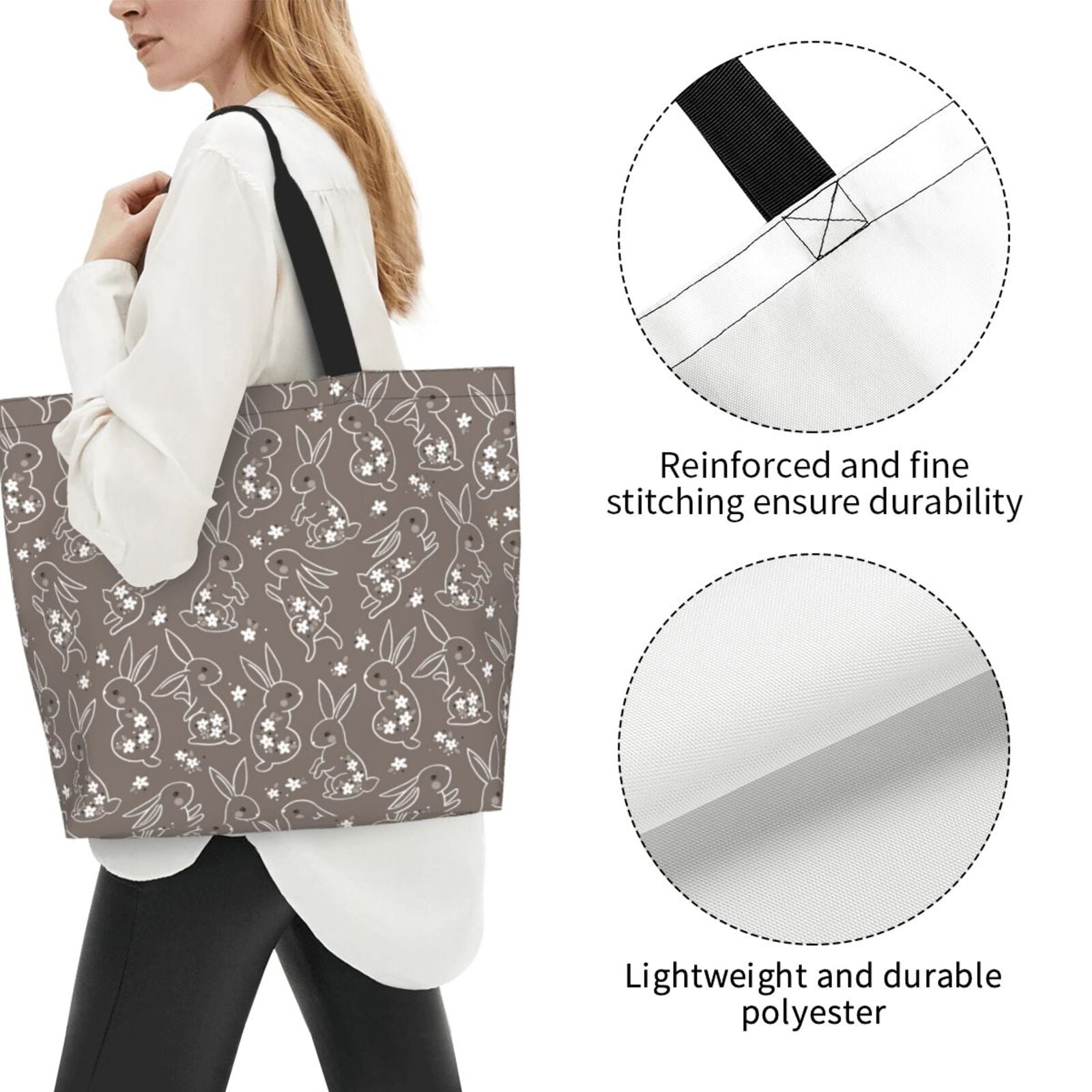 Zeuib Retro Bunny Print Laptop Tote Bag for Women,Work Shoulder Bags ...