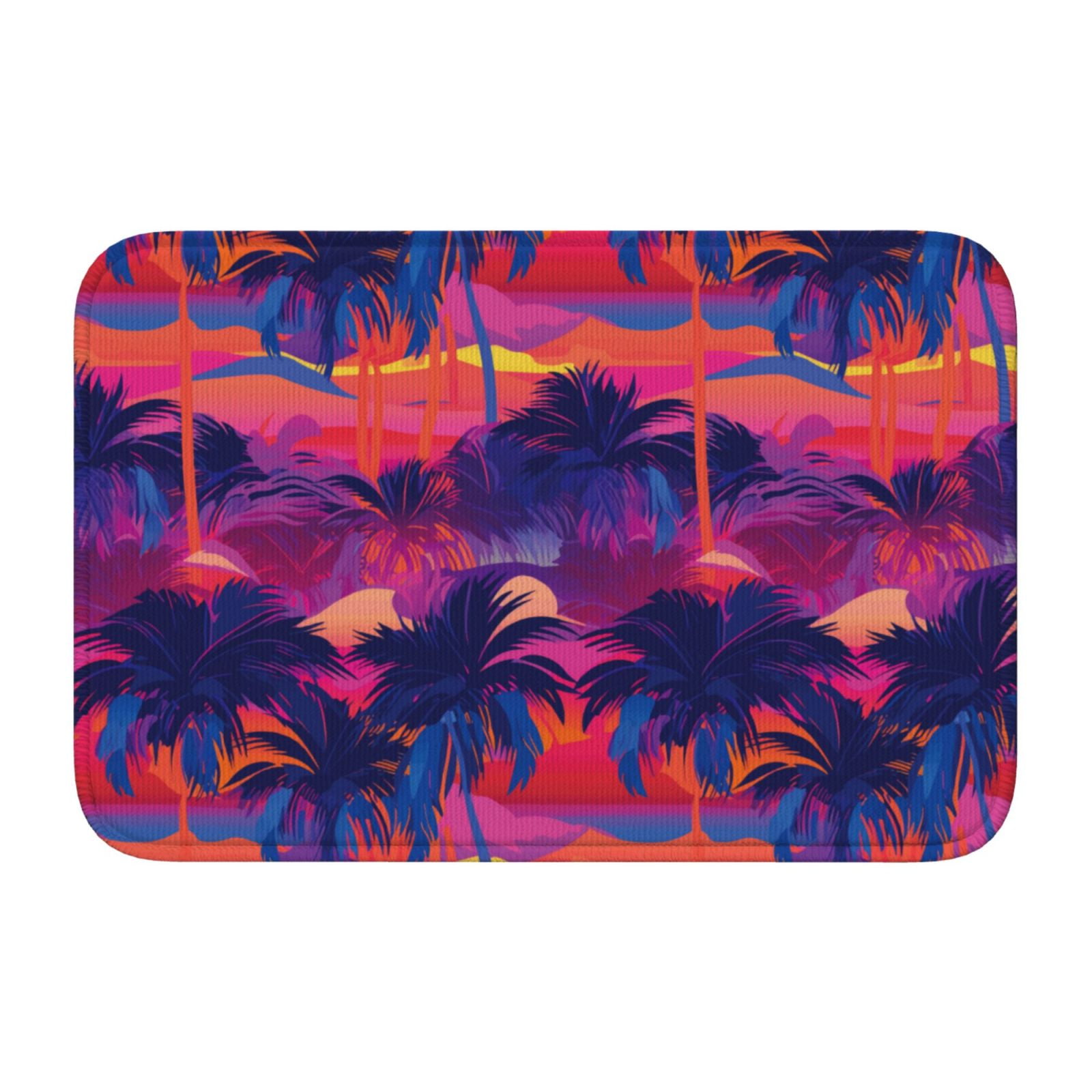 Zeuib Retro Palms Anti-Slip Polyester Floor Mat - Durable, Non-Fading ...