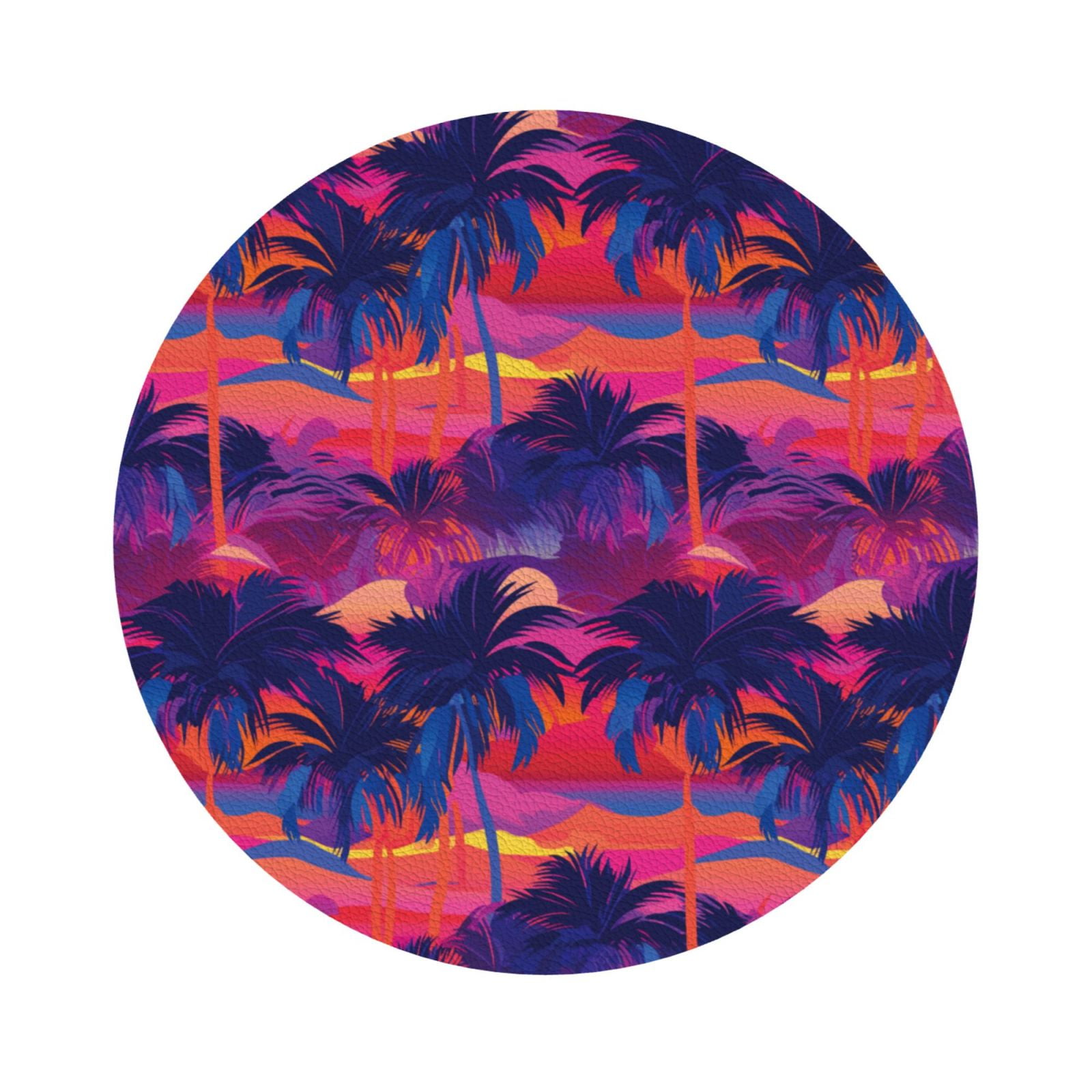 Zeuib Retro Palms Print Set of 6 Coasters for Drinks, Glass & Cups ...