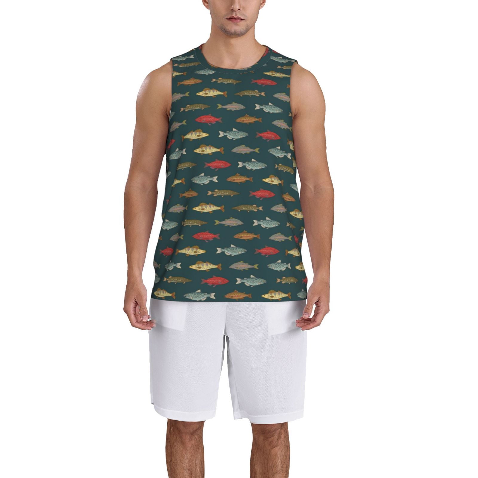 Zeuib River Freshwater Fish Jersey Shirt for Men,Mesh Athletic Practice ...