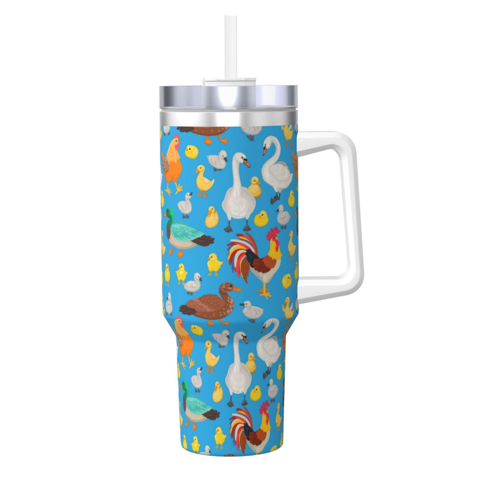 Zeuib Rooster And Chickens Printed Insulated Stainless Steel Hot/Cold ...