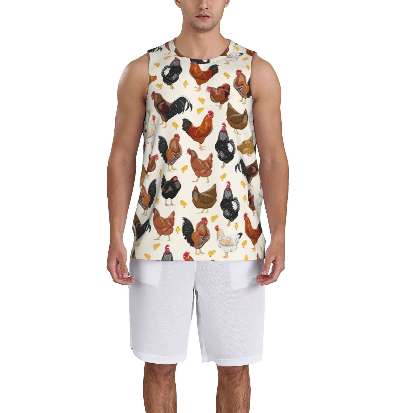 Zeuib Roosters and Chickens Jersey Shirt for Men,Mesh Athletic Practice ...