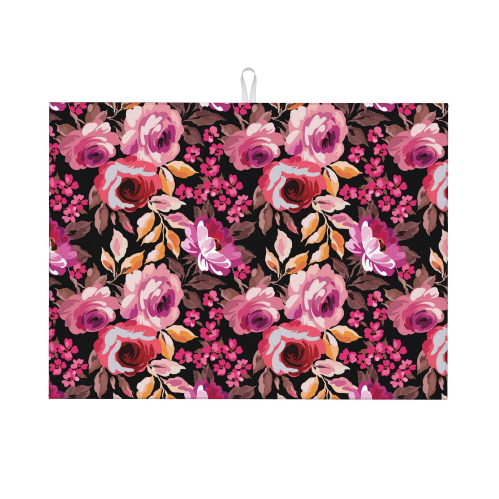 Zeuib Rose Flowers Dish Drainer Kitchen Counter, Kitchen Drying Mat ...