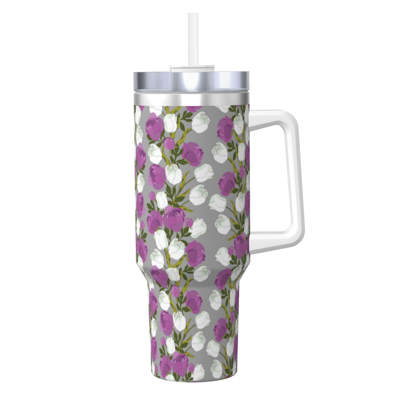Zeuib Rose Flowers Printed Insulated Stainless Steel Hot/Cold Coffee ...