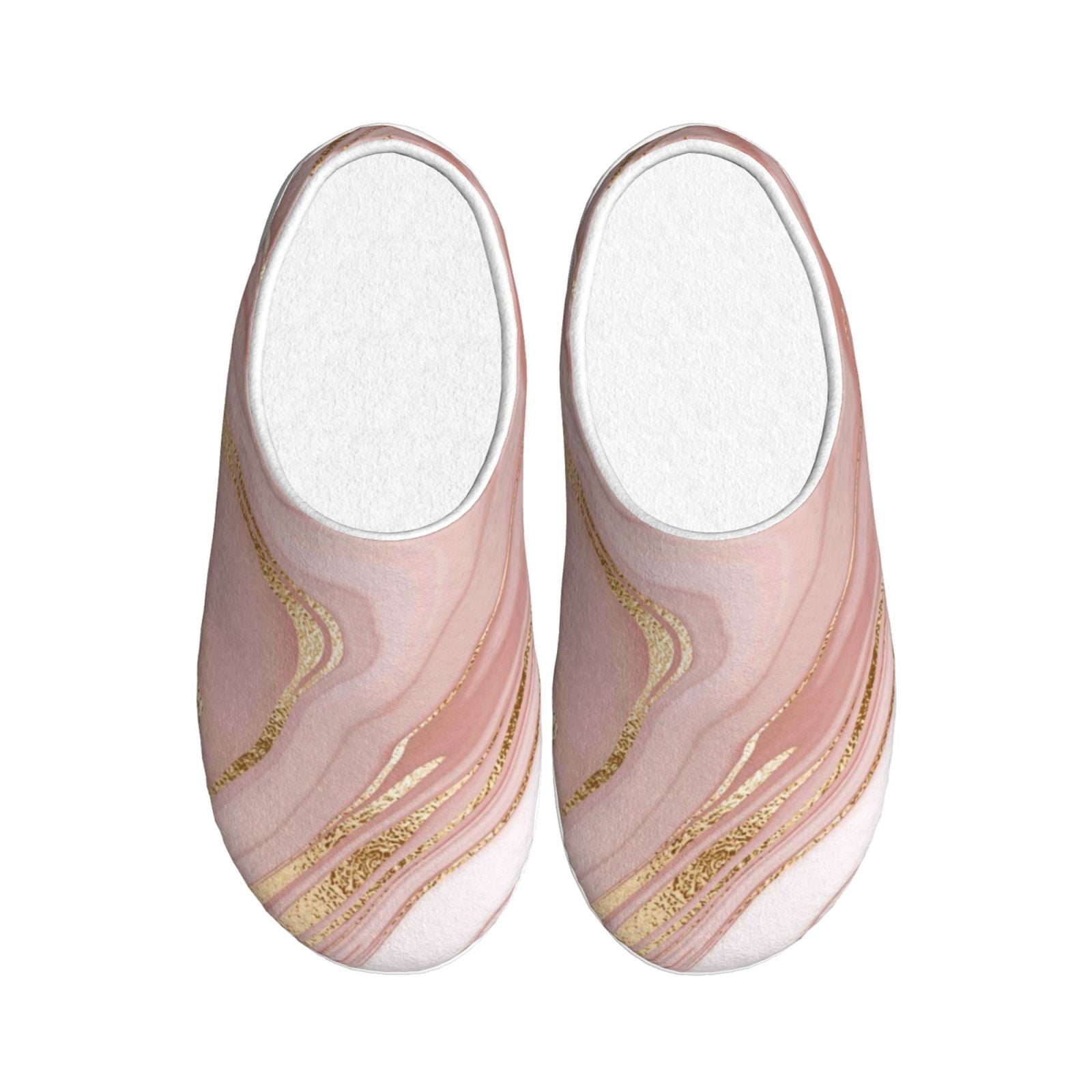 Zeuib Rose Gold Glitter Splatter Print Autumn and Winter Slippers,Fuzzy ...