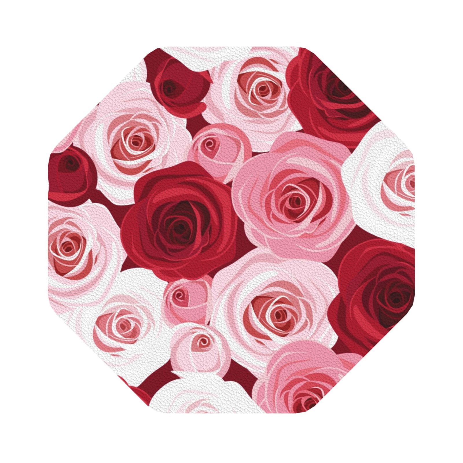 Zeuib Rose Print Set of 6 Coasters for Drinks, Glass & Cups Stain ...