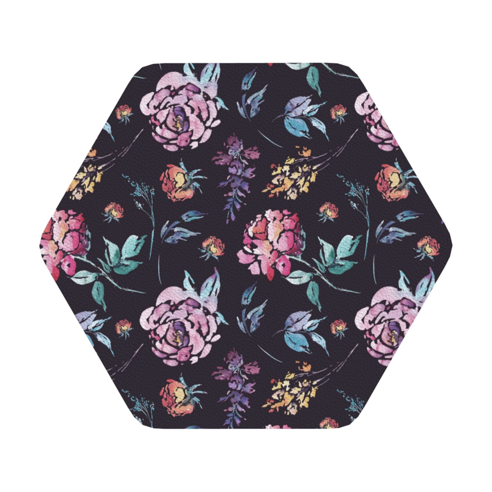 Zeuib Roses Flowers Print Set of 6 Coasters for Drinks, Glass & Cups ...