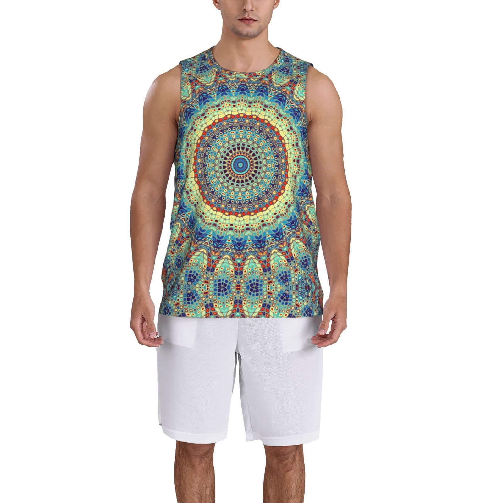 Zeuib Round Mandala1 Jersey Shirt for Men,Mesh Athletic Practice Sports ...