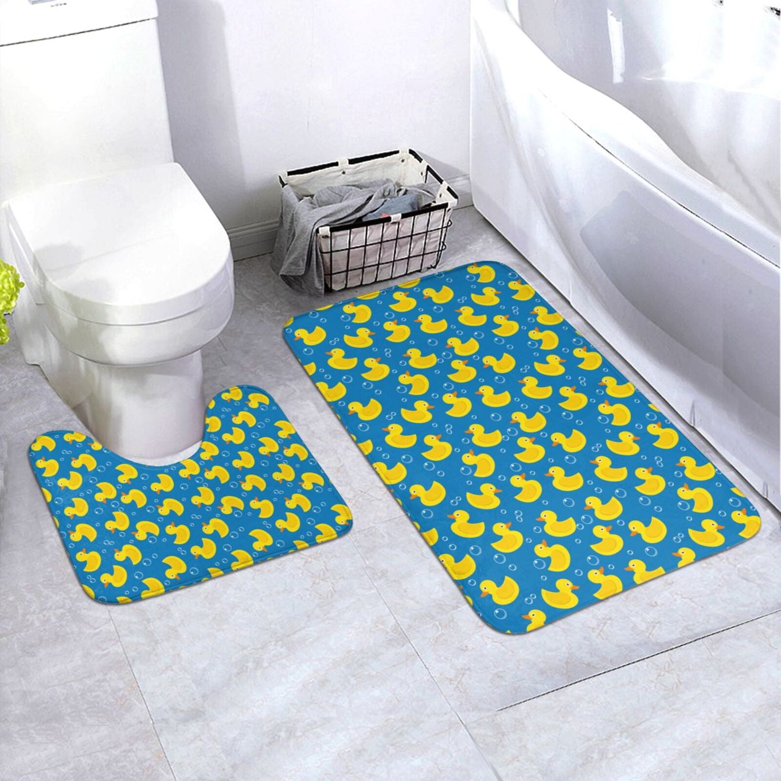 Zeuib Rubber Duck Water/Dust Absorbent bath rug set,Toilet Bath Mat U ...