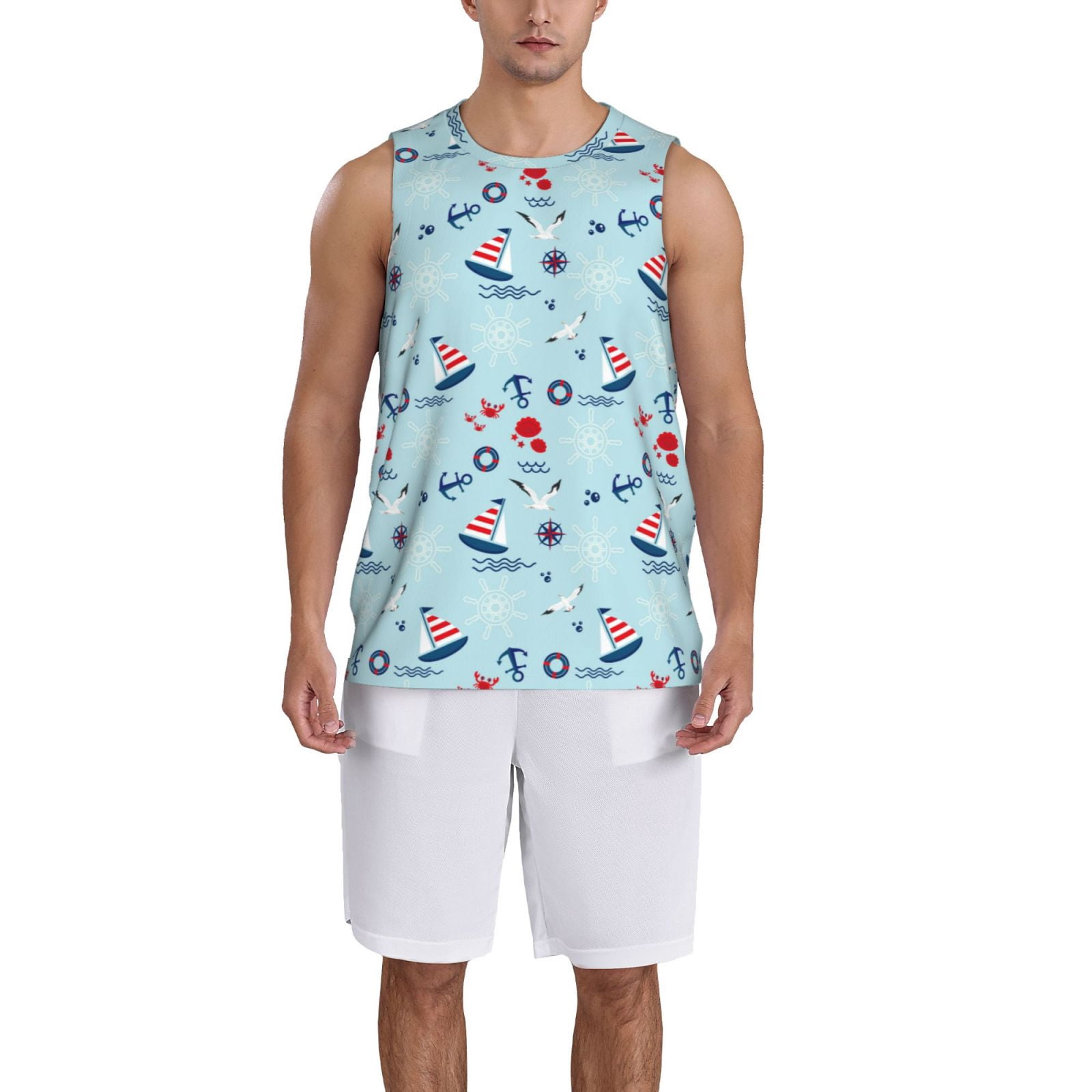Zeuib Sailboats Anchors Jersey Shirt for Men,Mesh Athletic Practice ...