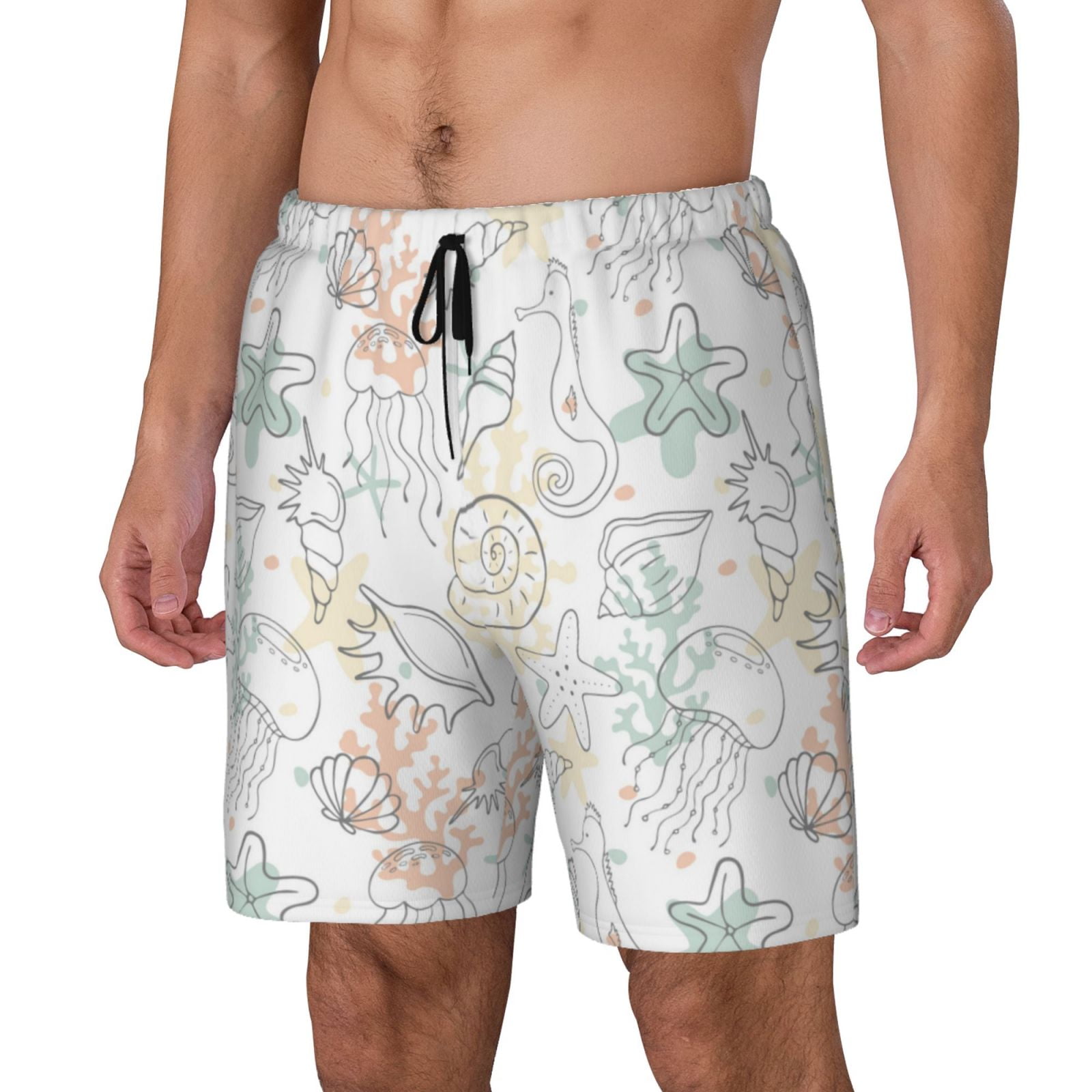Zeuib Sea Animals Print Swimming Trunks for Men Boys,Swimming Shorts ...