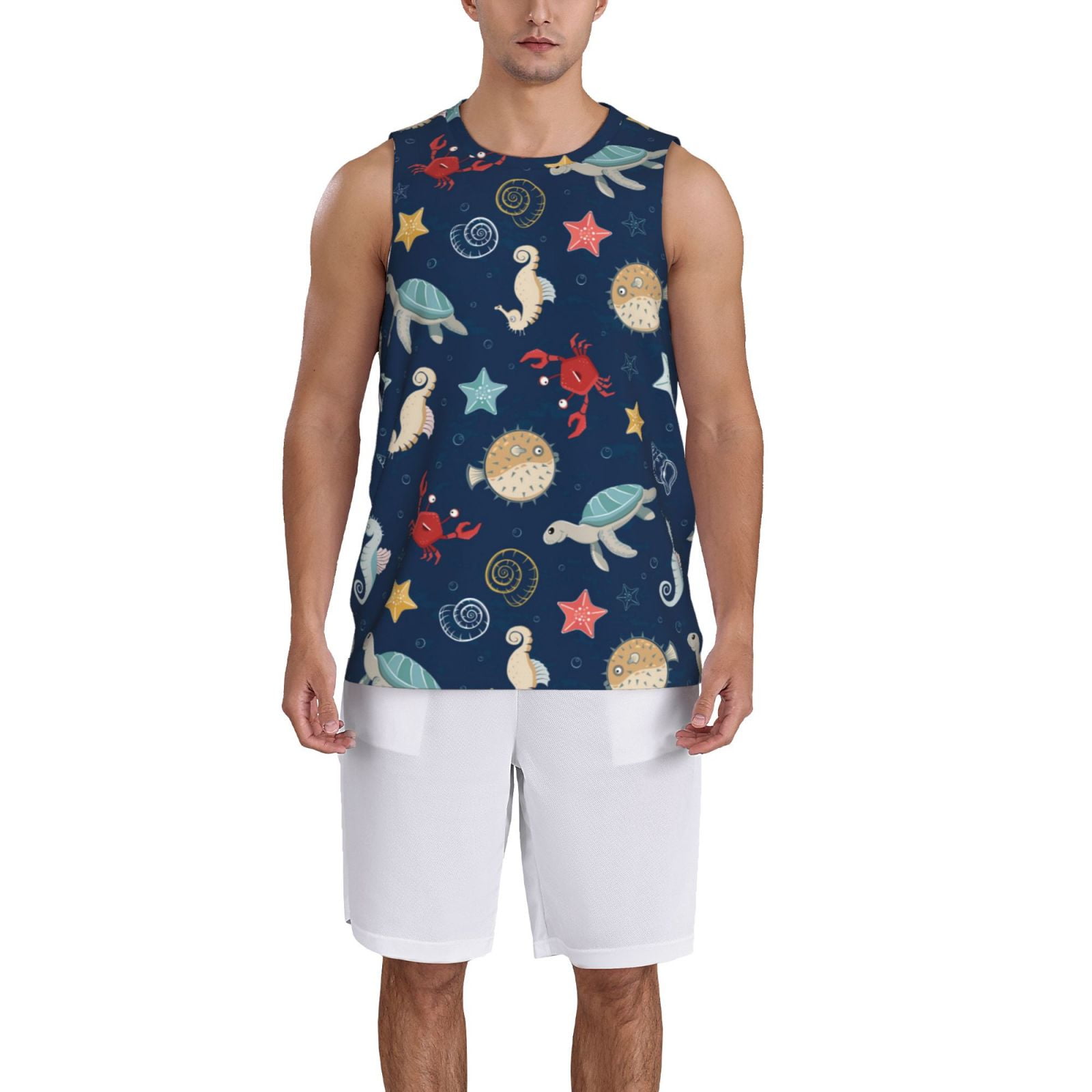 Zeuib Sea Creatures Jersey Shirt for Men,Mesh Athletic Practice Sports ...