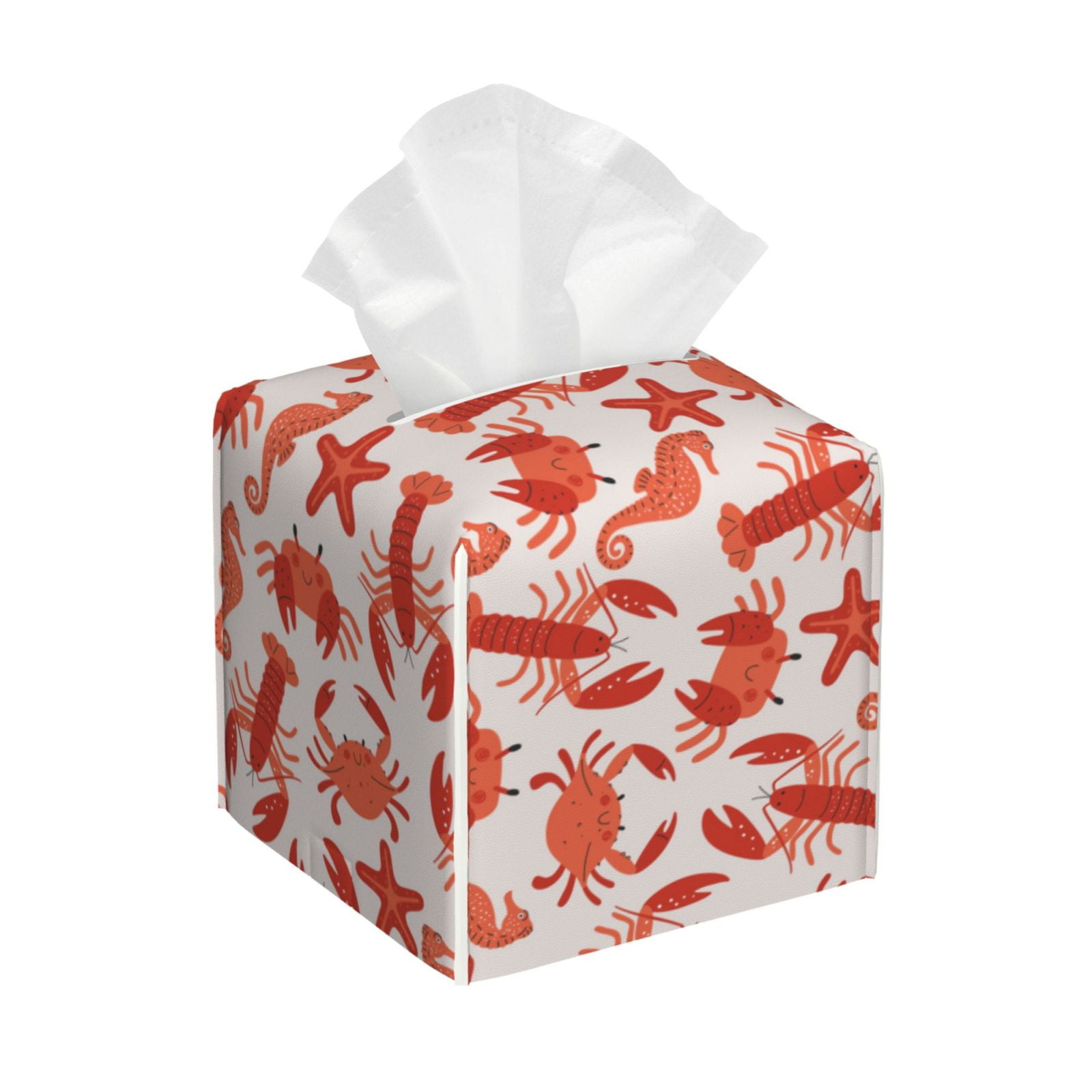 Zeuib Sea Creatures Print Tissue Box Cover,PU Leather Tissue Holder ...