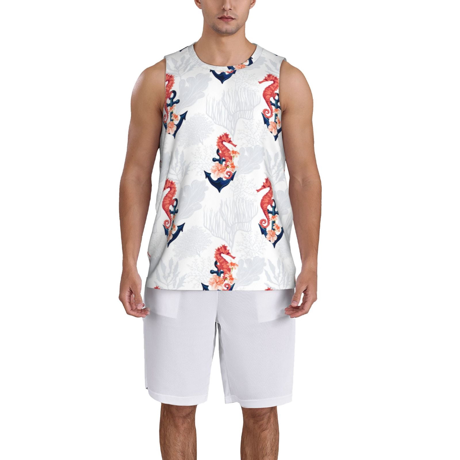 Zeuib Sea Horse And Corals1 Jersey Shirt for Men,Mesh Athletic Practice ...