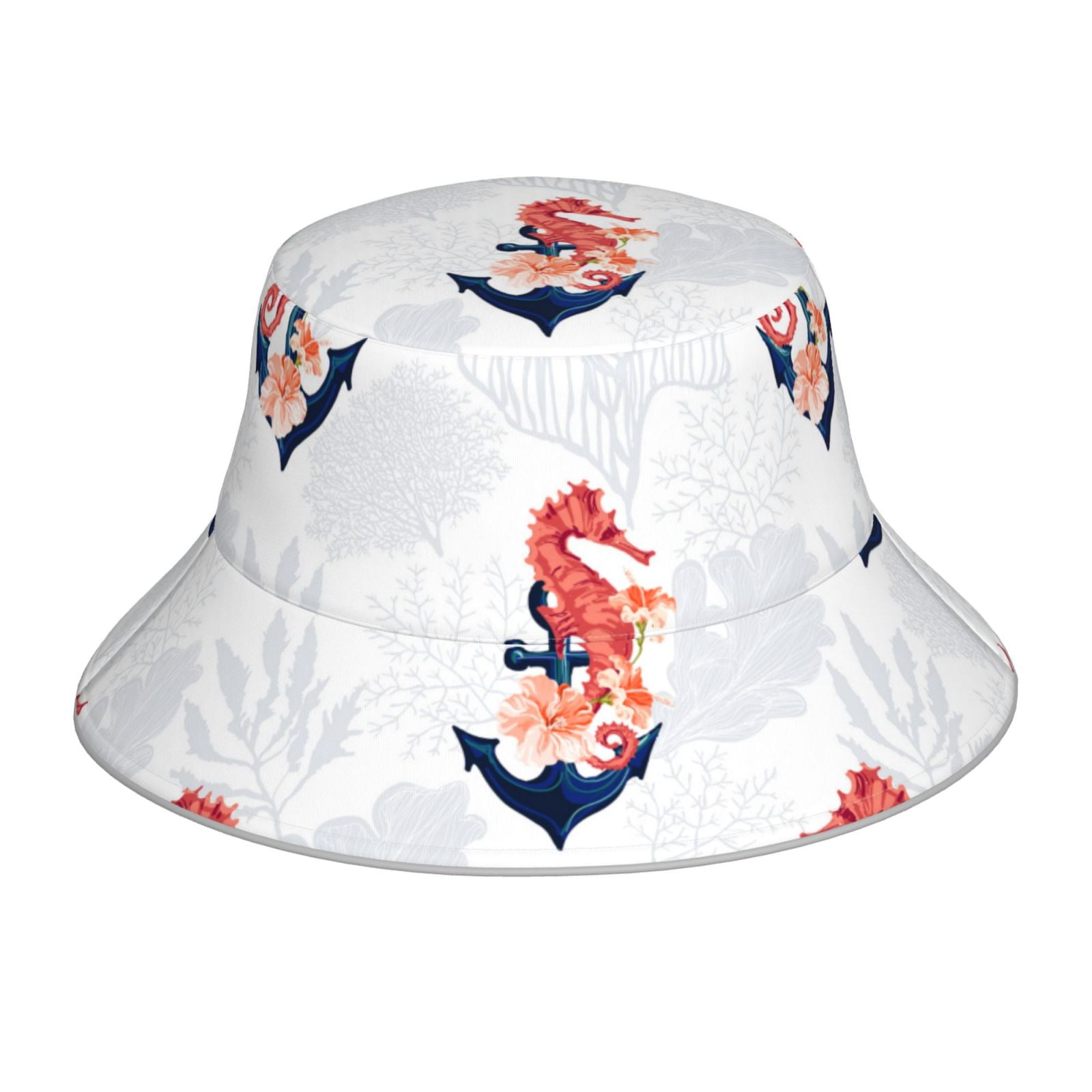 Zeuib Sea Horse And Corals1 Reflective Bucket Hat, UV Protection, Wide ...