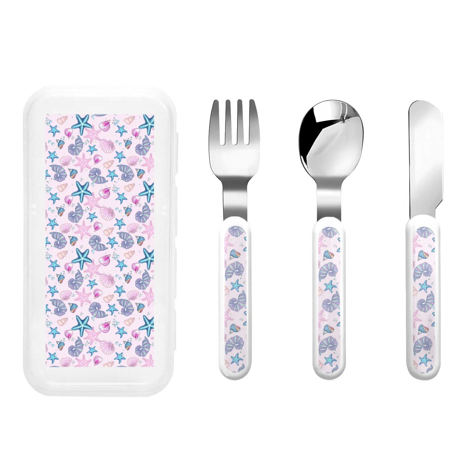 Zeuib Sea Shells 3 Print 3 Pieces Children Fork Spoon Knife Set with ...