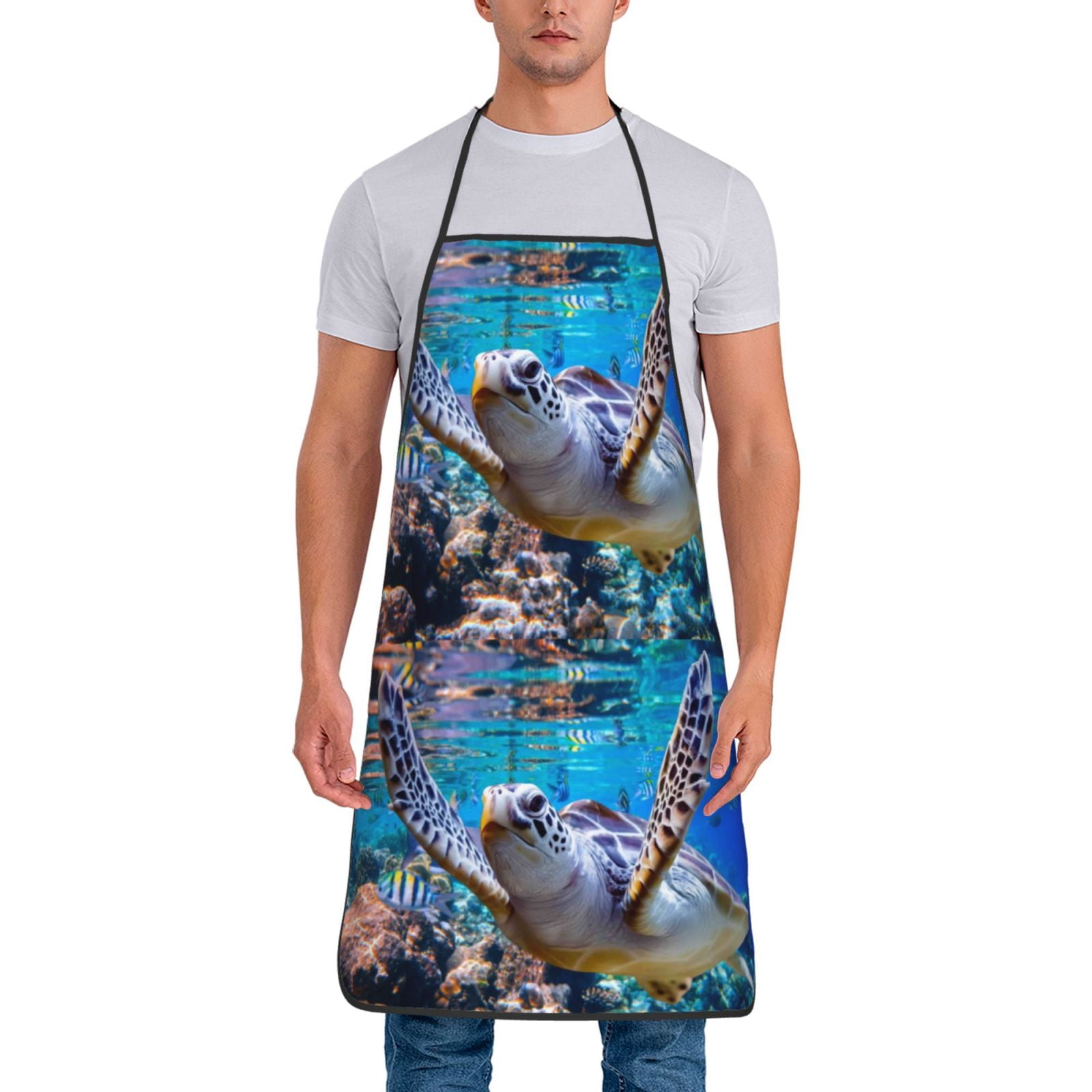 Zeuib Sea Turtle Swims Print Unisex Waterproof Aprons ,Cooking Aprons ...