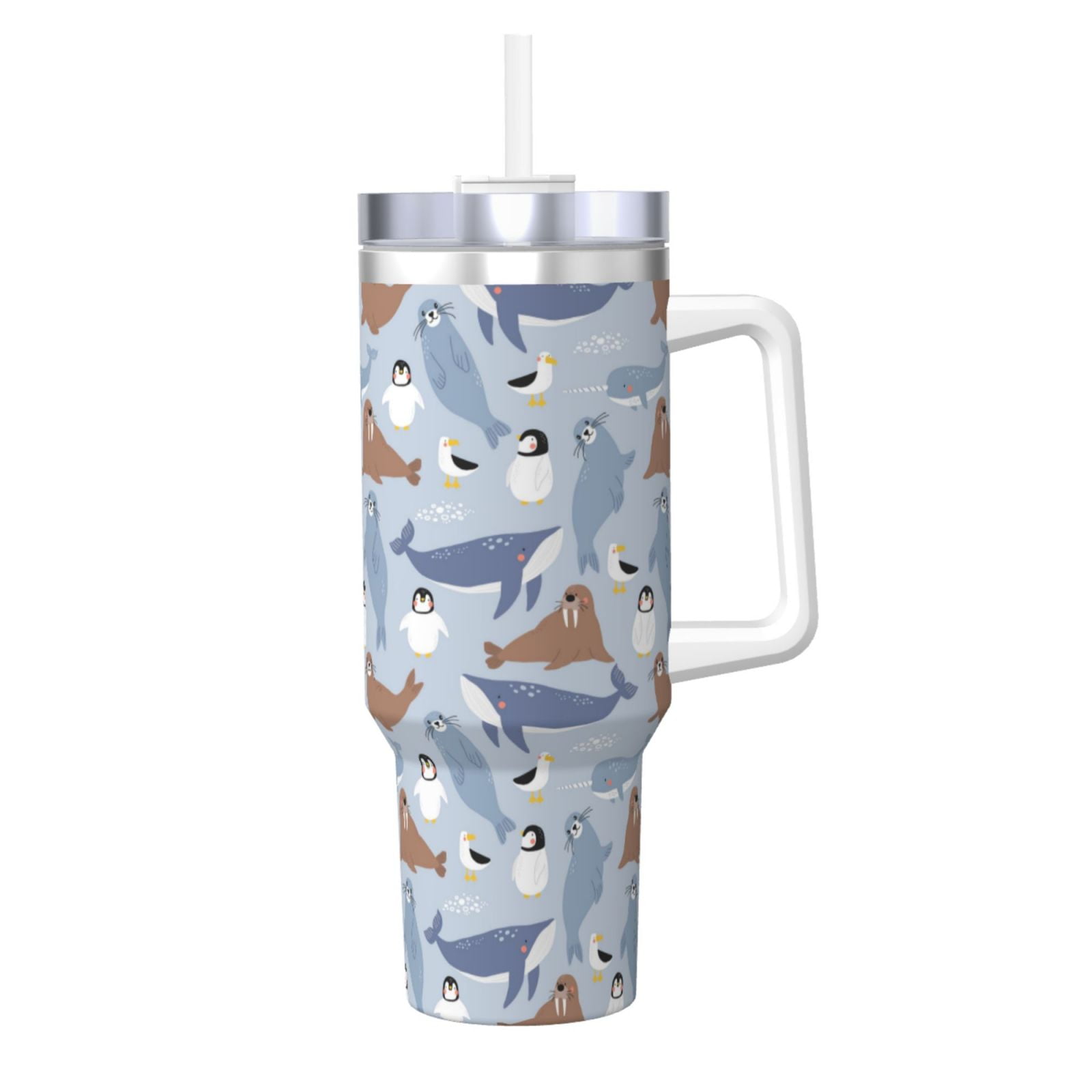 Zeuib Seal Fox Seagull Whales Printed Insulated Stainless Steel Hot ...