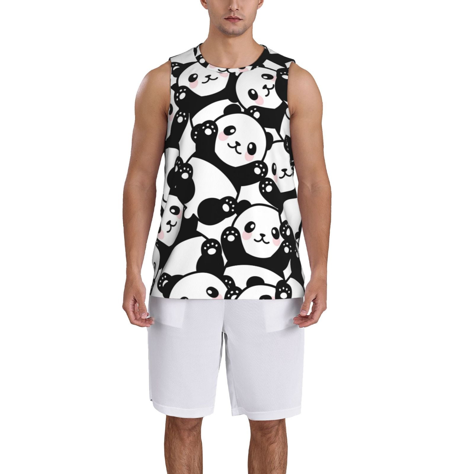 Zeuib Seamless Pattern Cute Panda Jersey Shirt for Men,Mesh Athletic ...