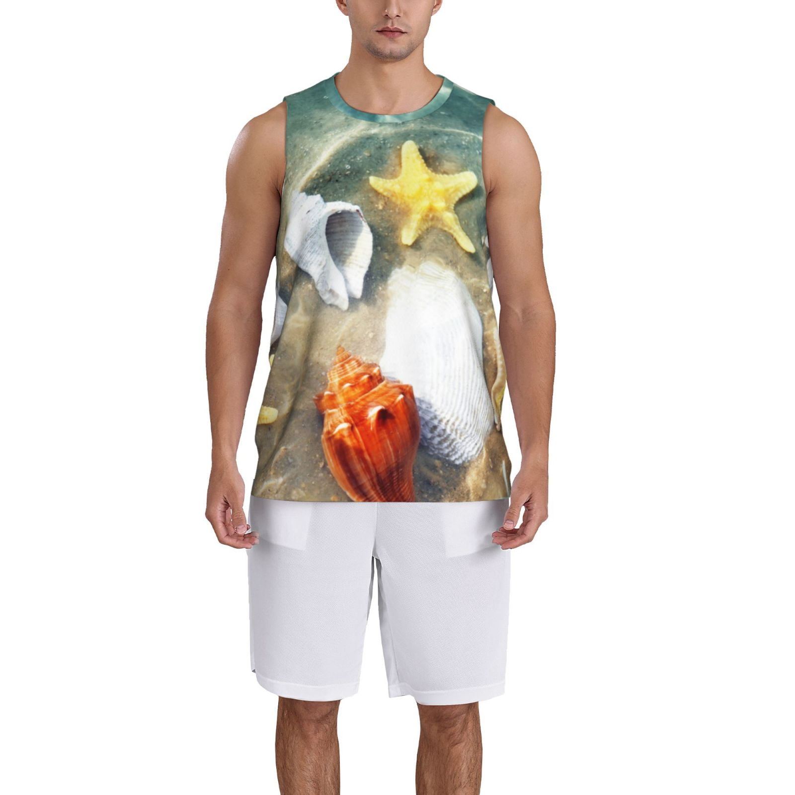 Zeuib Seashell On The Beach Jersey Shirt for Men,Mesh Athletic Practice ...