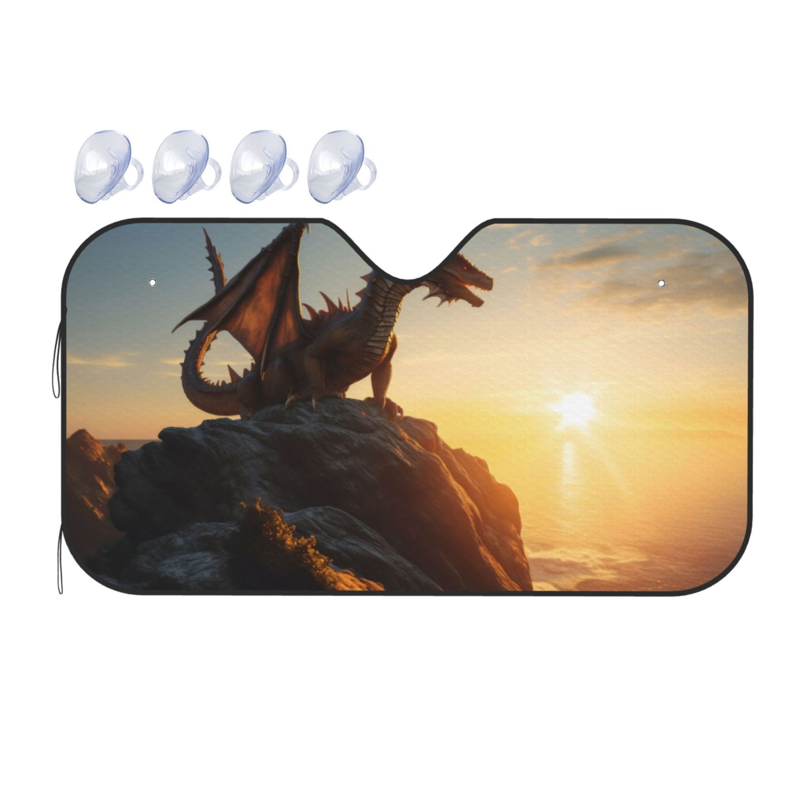 Zeuib Seaside Sunset Cool Dragon Premium Car Sunshade: Superior Sun ...