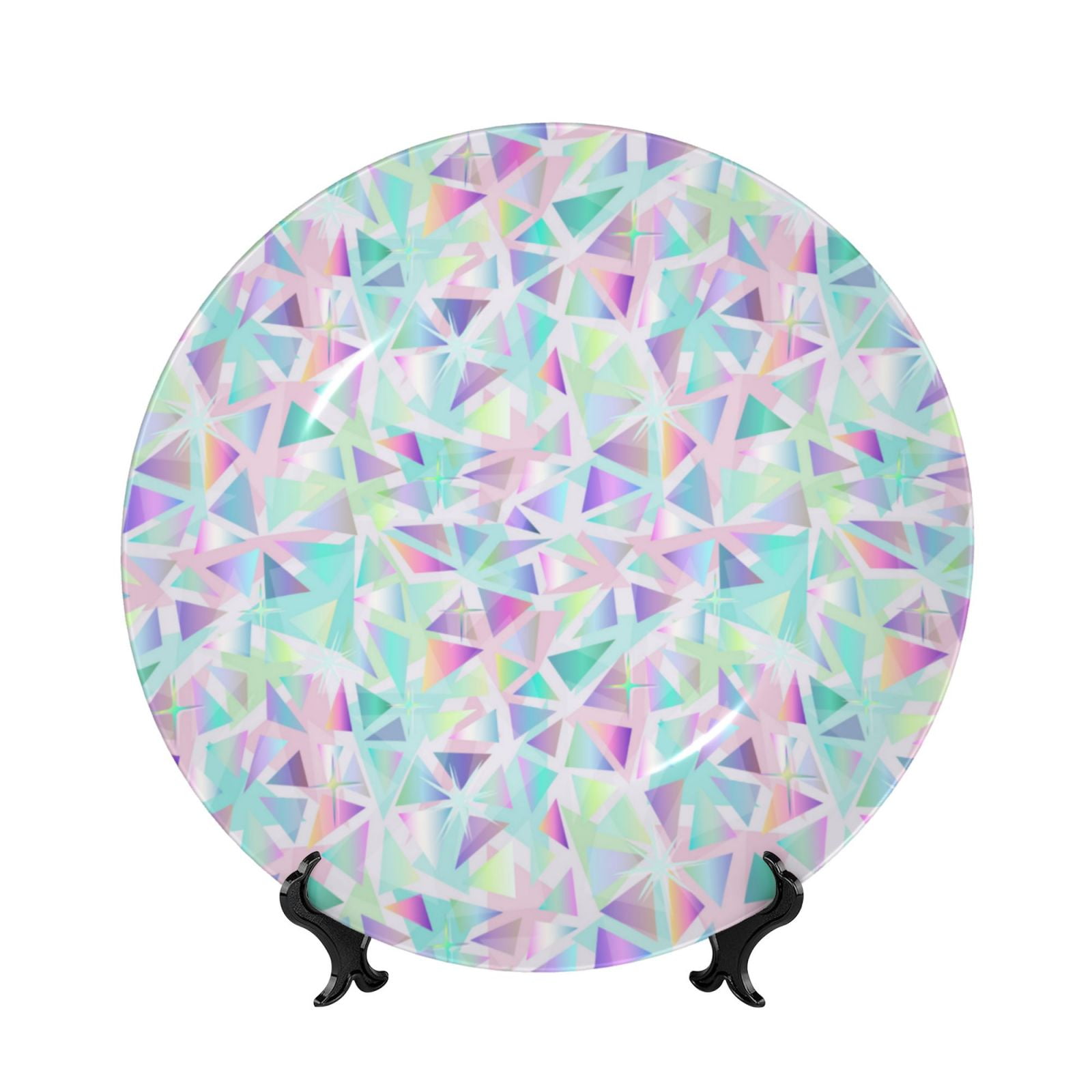 Zeuib Sequins Print Decorative Plate for Display, Bone China Decorative ...