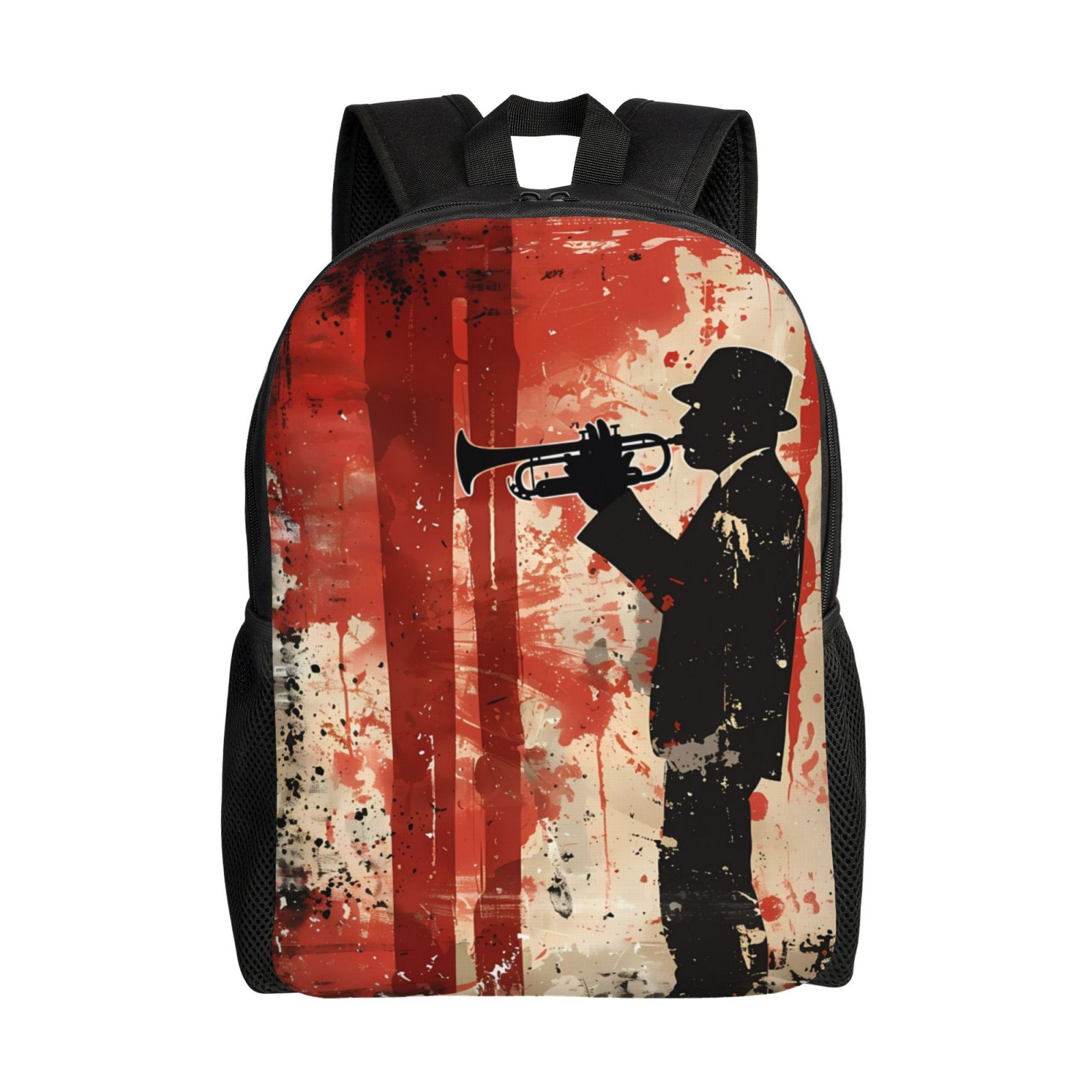 Zeuib Silhouette Trumpet Red Art Print Business Travel Backpack ...