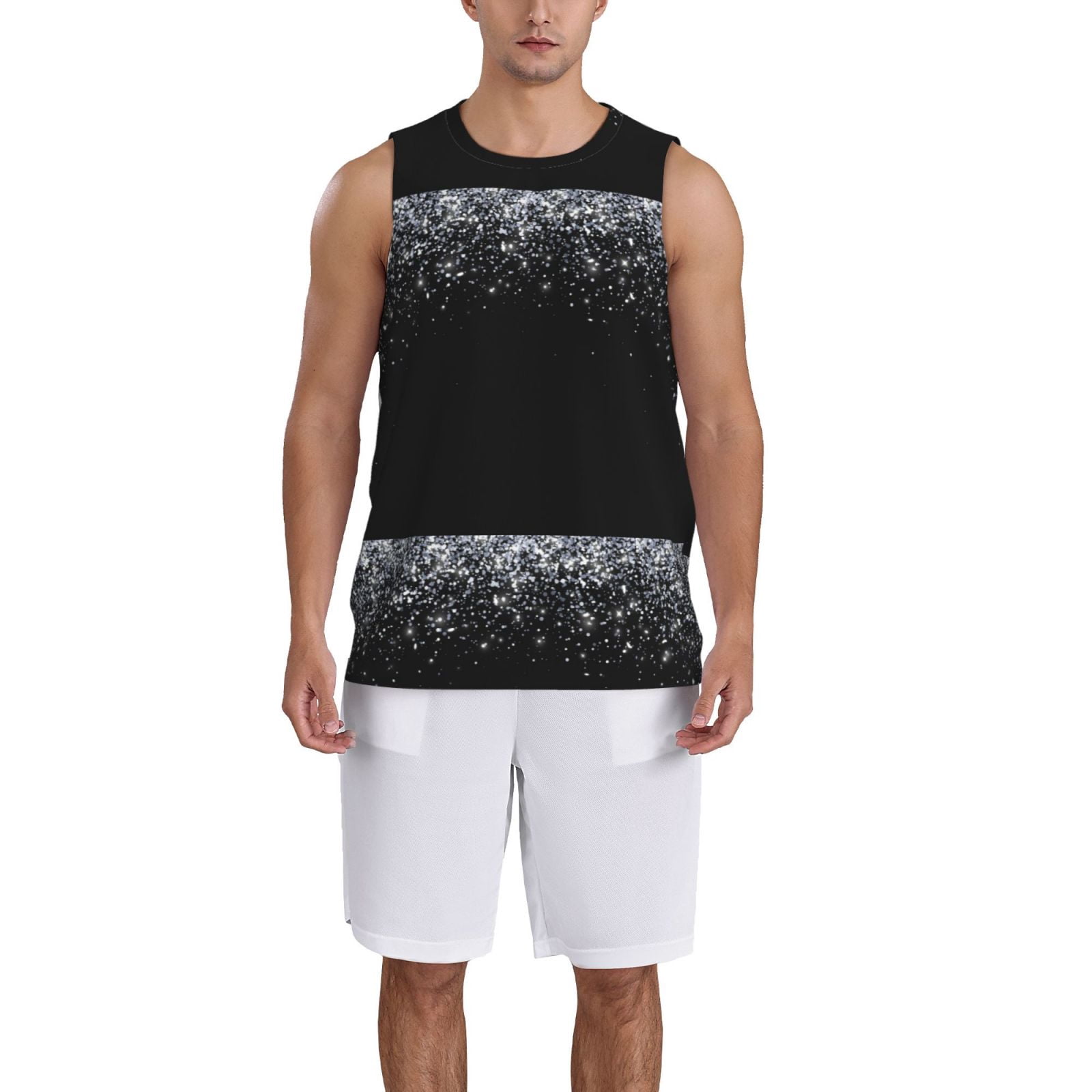 Zeuib Silver Glitter1 Jersey Shirt for Men,Mesh Athletic Practice ...