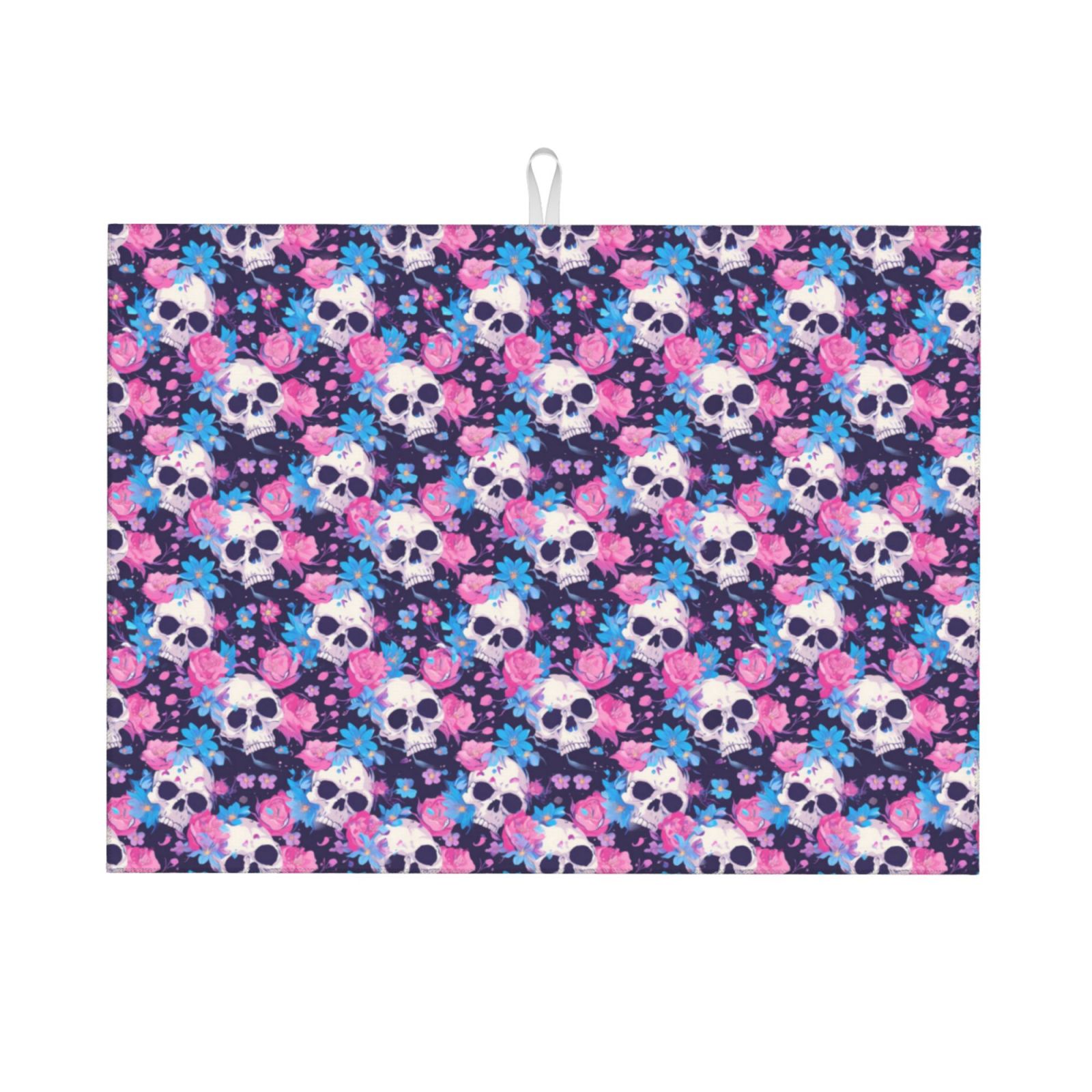 Zeuib Skull Flower Blue Dish Drainer Kitchen Counter, Kitchen Drying ...