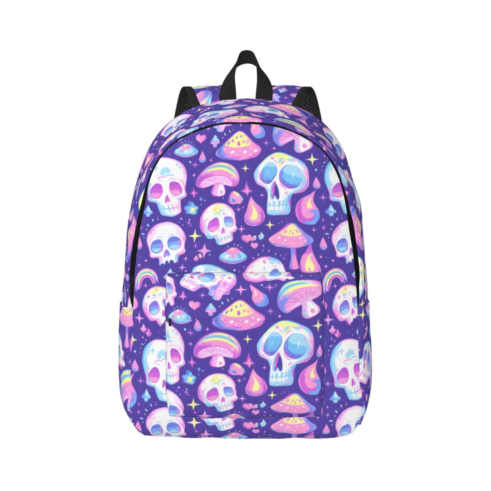Zeuib Skull mushroom colorful Stylish and Durable Canvas Backpack ...