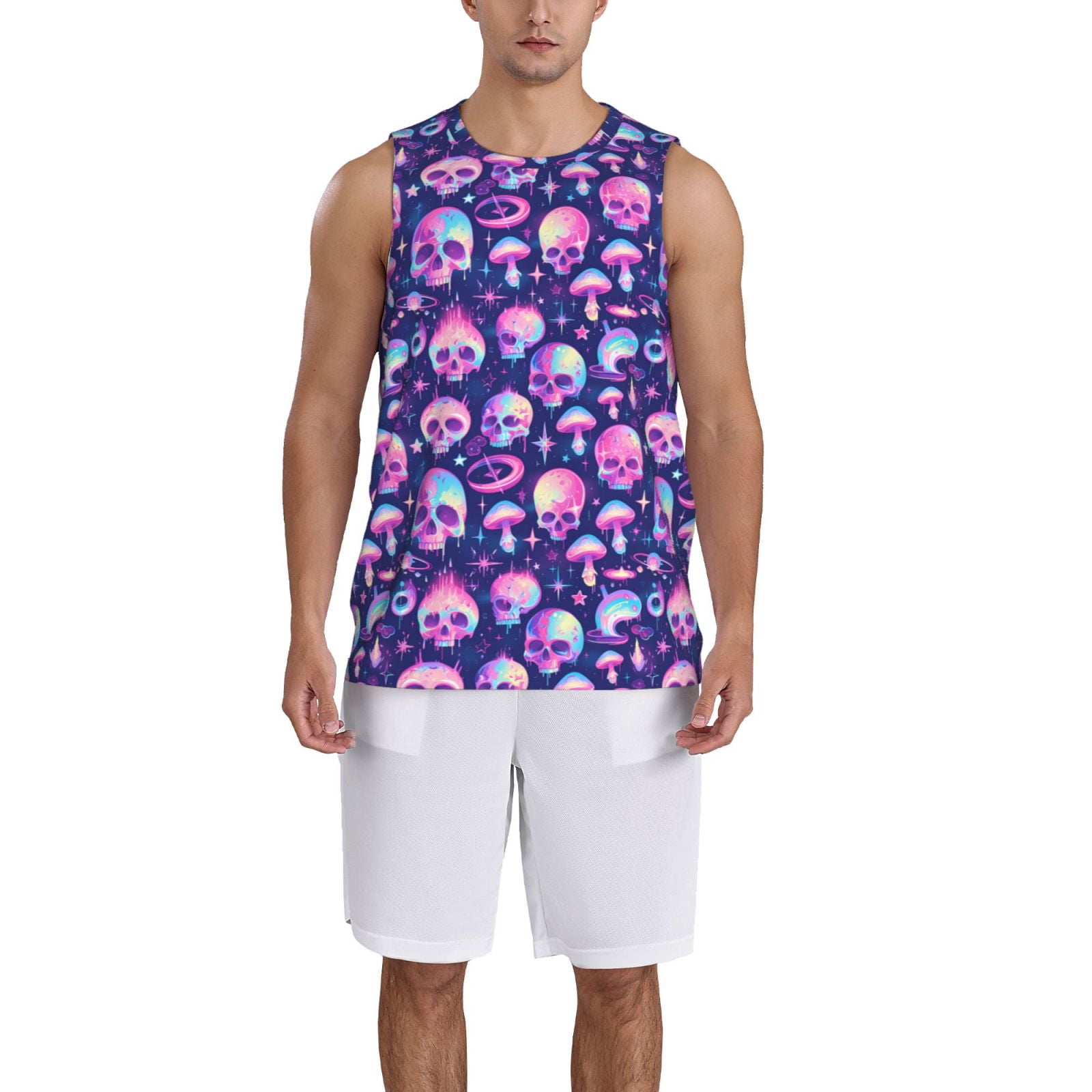 Zeuib Skull rainbow color Jersey Shirt for Men,Mesh Athletic Practice ...