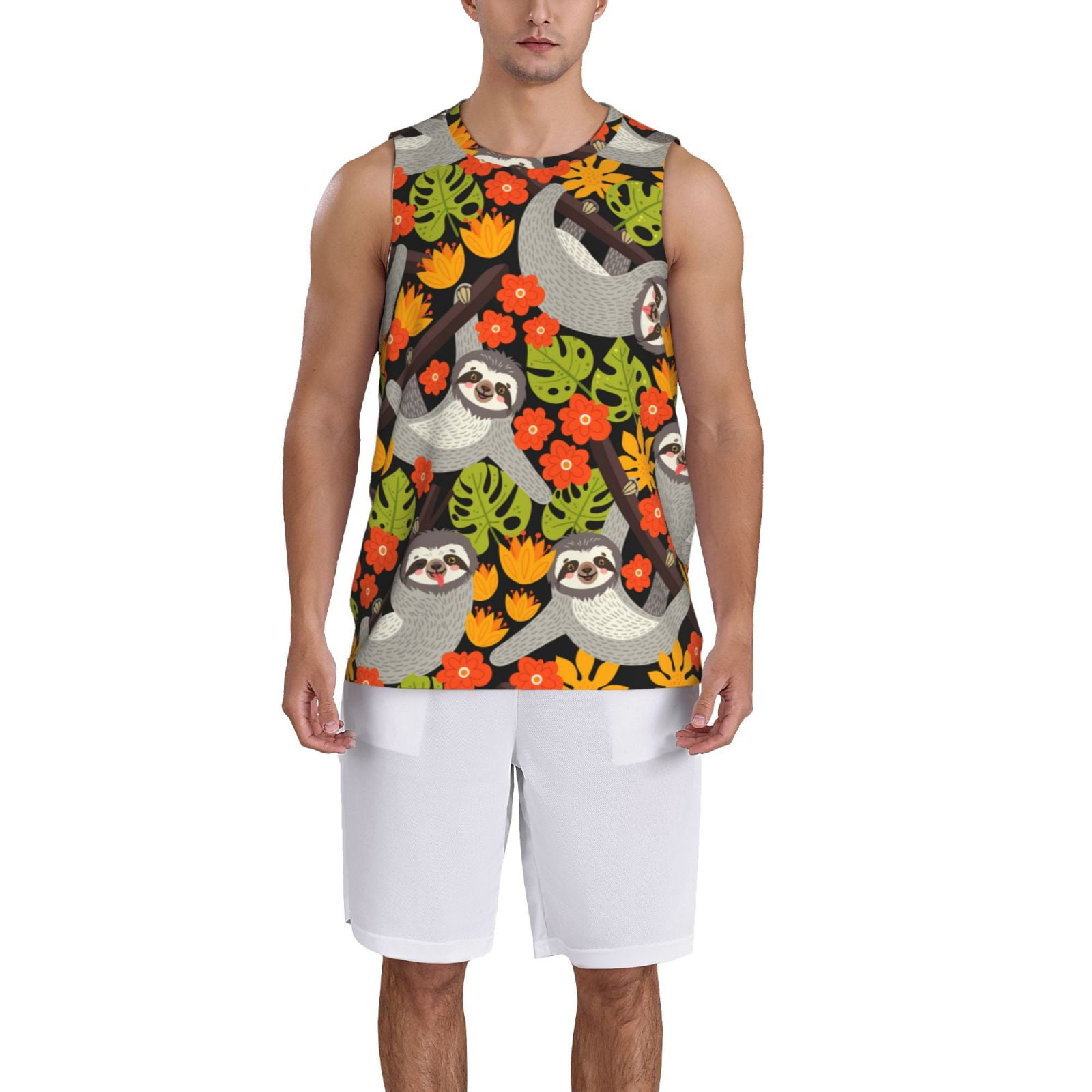 Zeuib Sloth on the Branch Jersey Shirt for Men,Mesh Athletic Practice ...