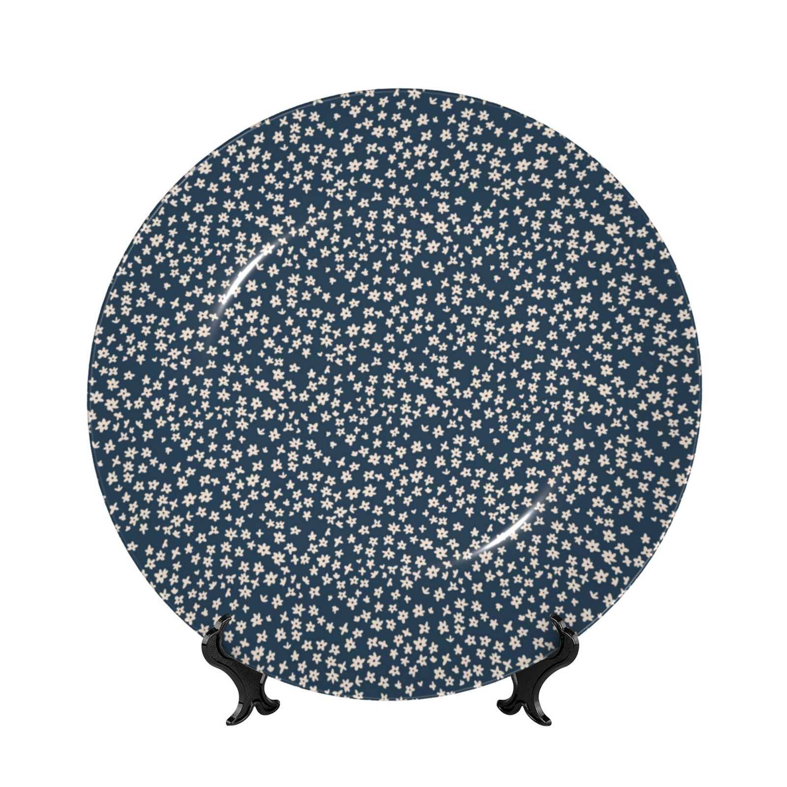 Zeuib Small White Flowers Print Decorative Plate for Display, Bone ...