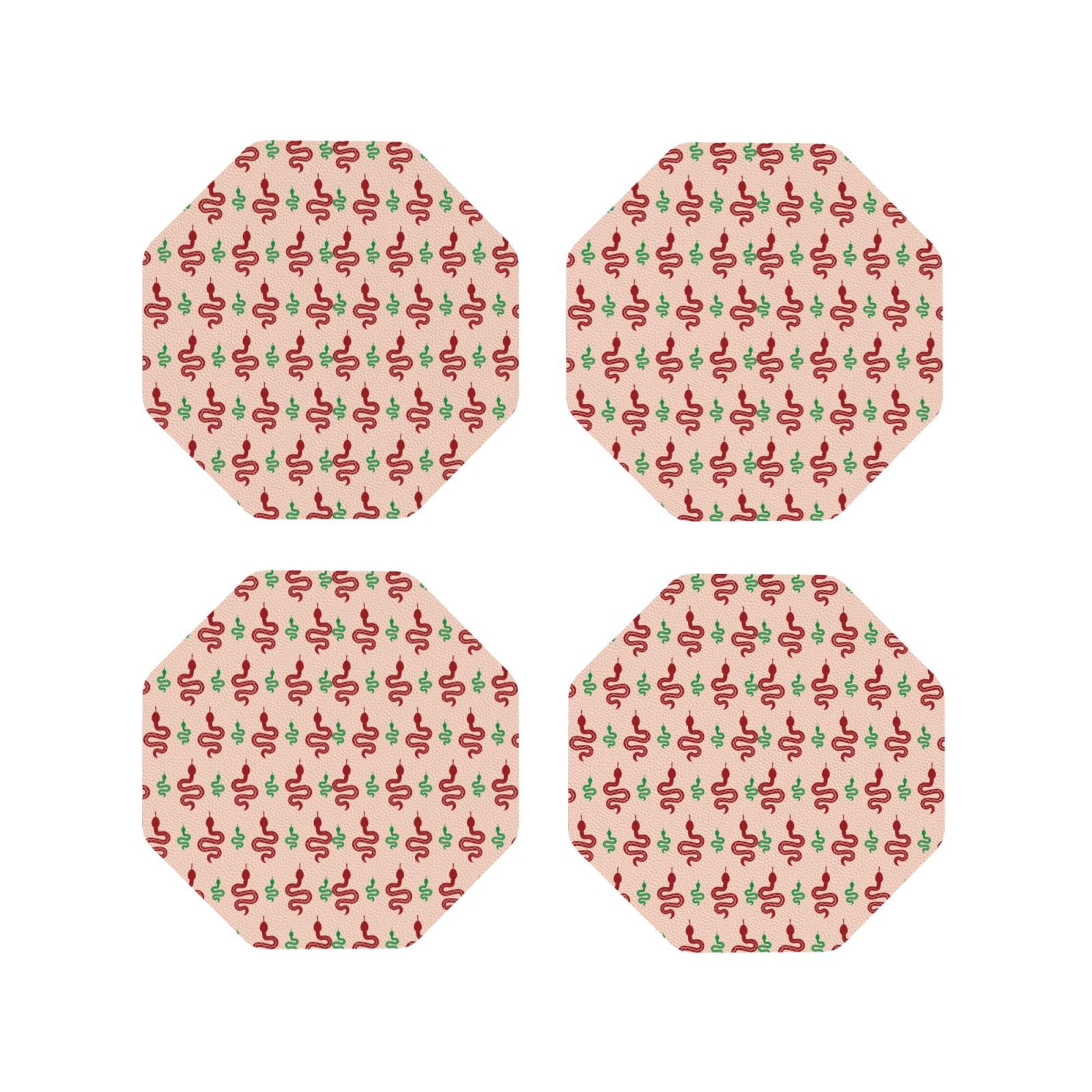 Zeuib Snake Print Set of 4 Coasters for Drinks, Glass & Cups Stain Protection, Table Coaster Set ...