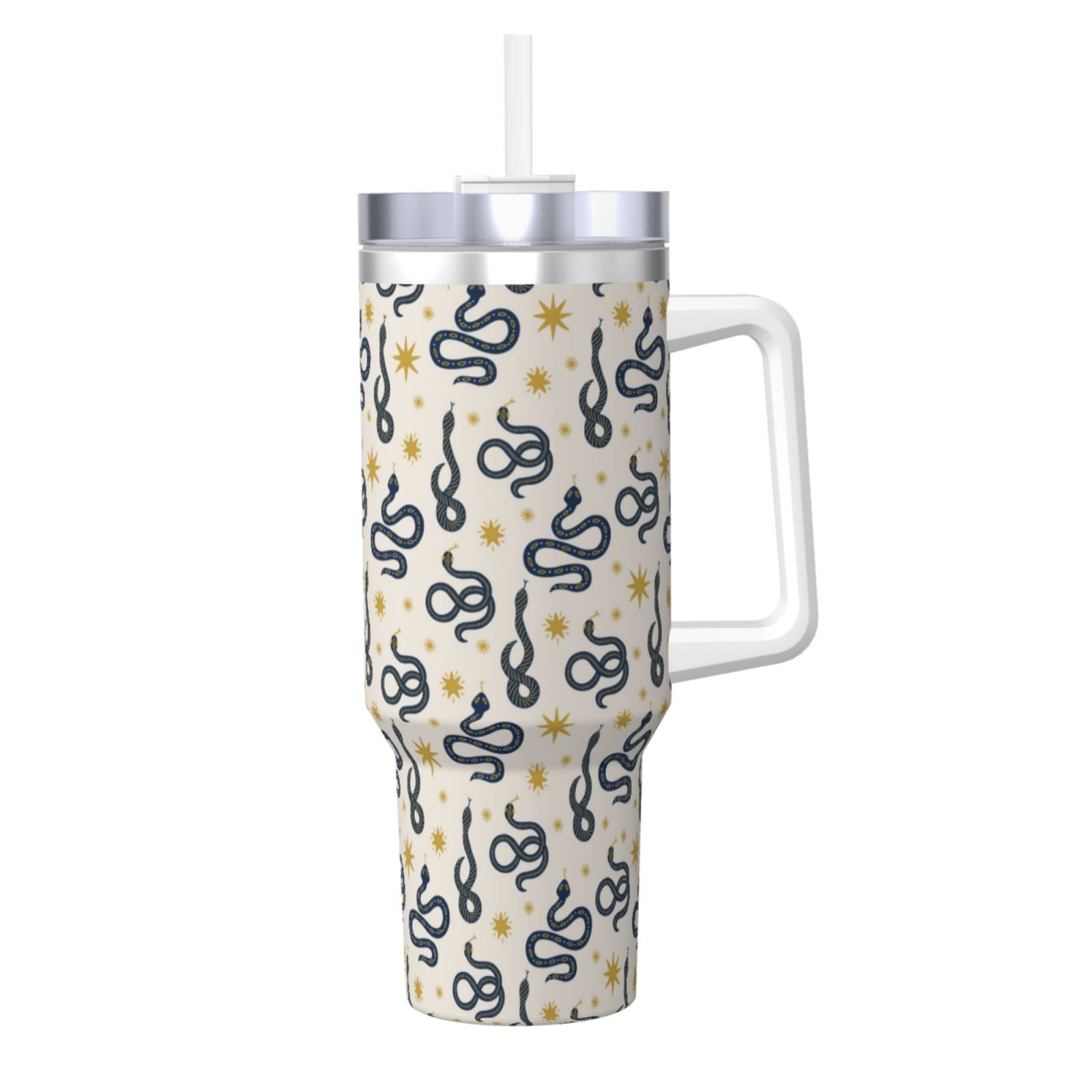 Zeuib Snake Printed Insulated Stainless Steel Hot/Cold Coffee Cup, 40oz ...
