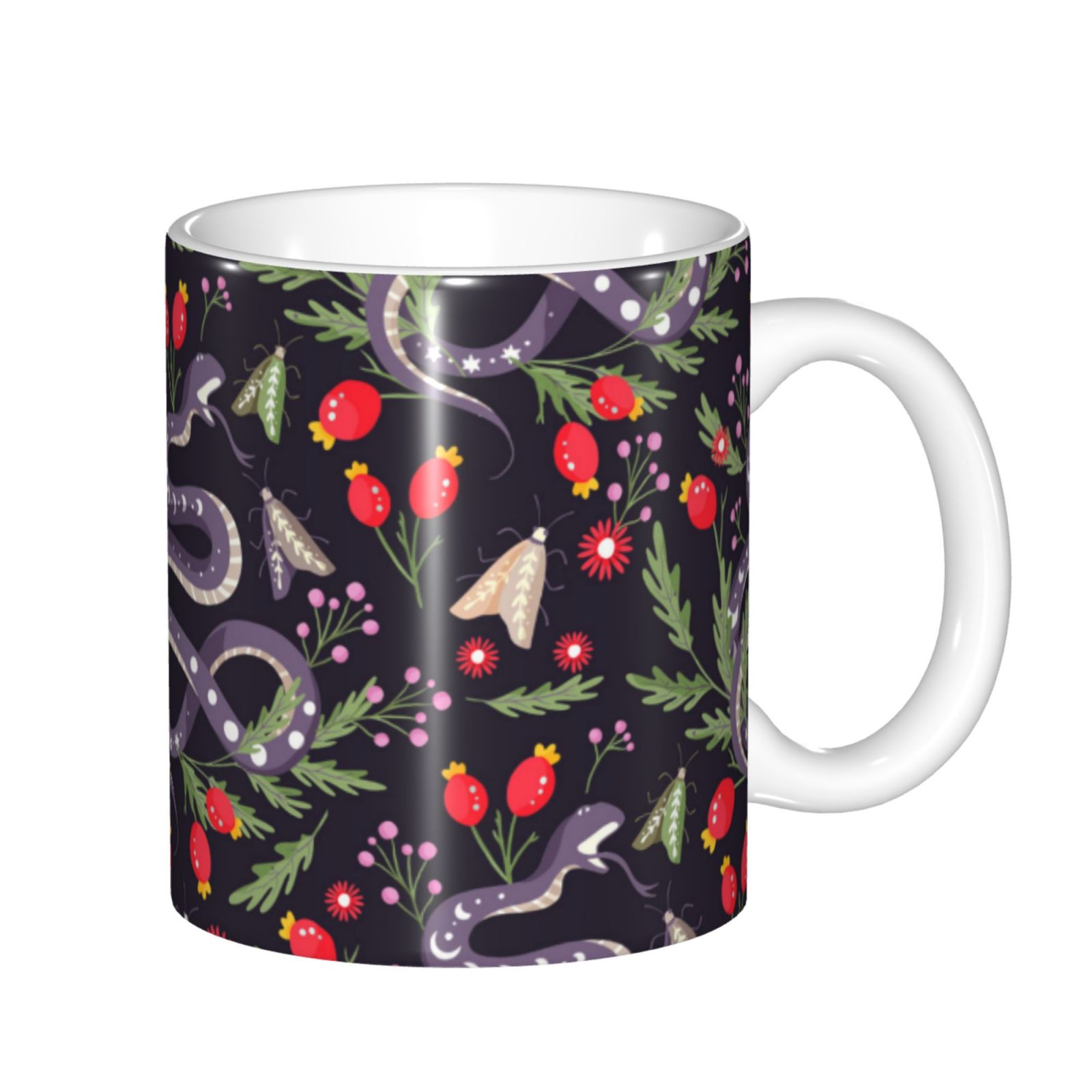 Zeuib Snakes And Snake Fruit Ceramic Coffee Mug with Large Handle ...