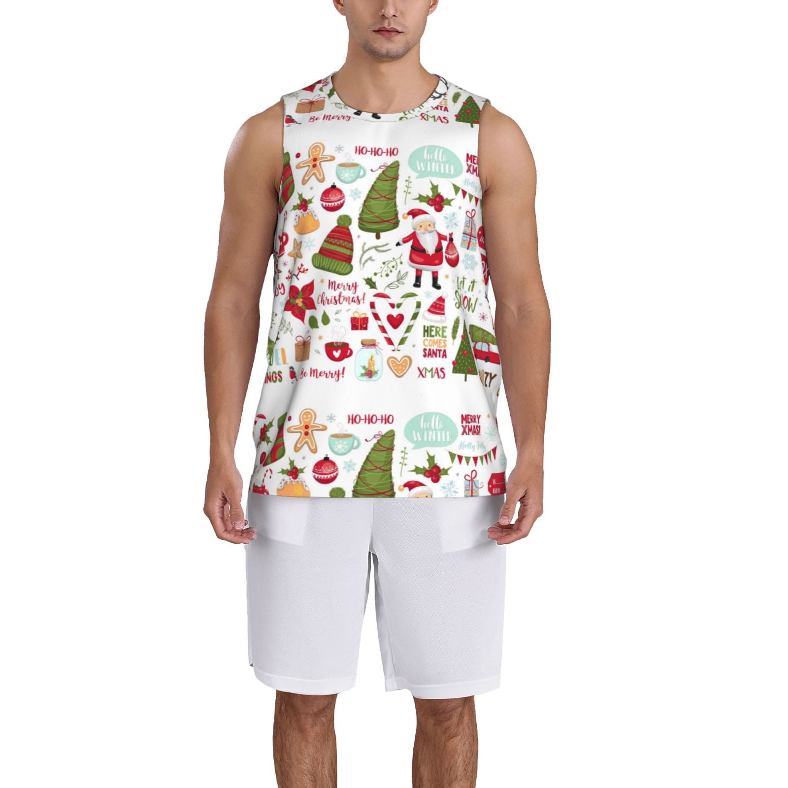 Zeuib Snowflakes Santa Claus Jersey Shirt for Men,Mesh Athletic ...