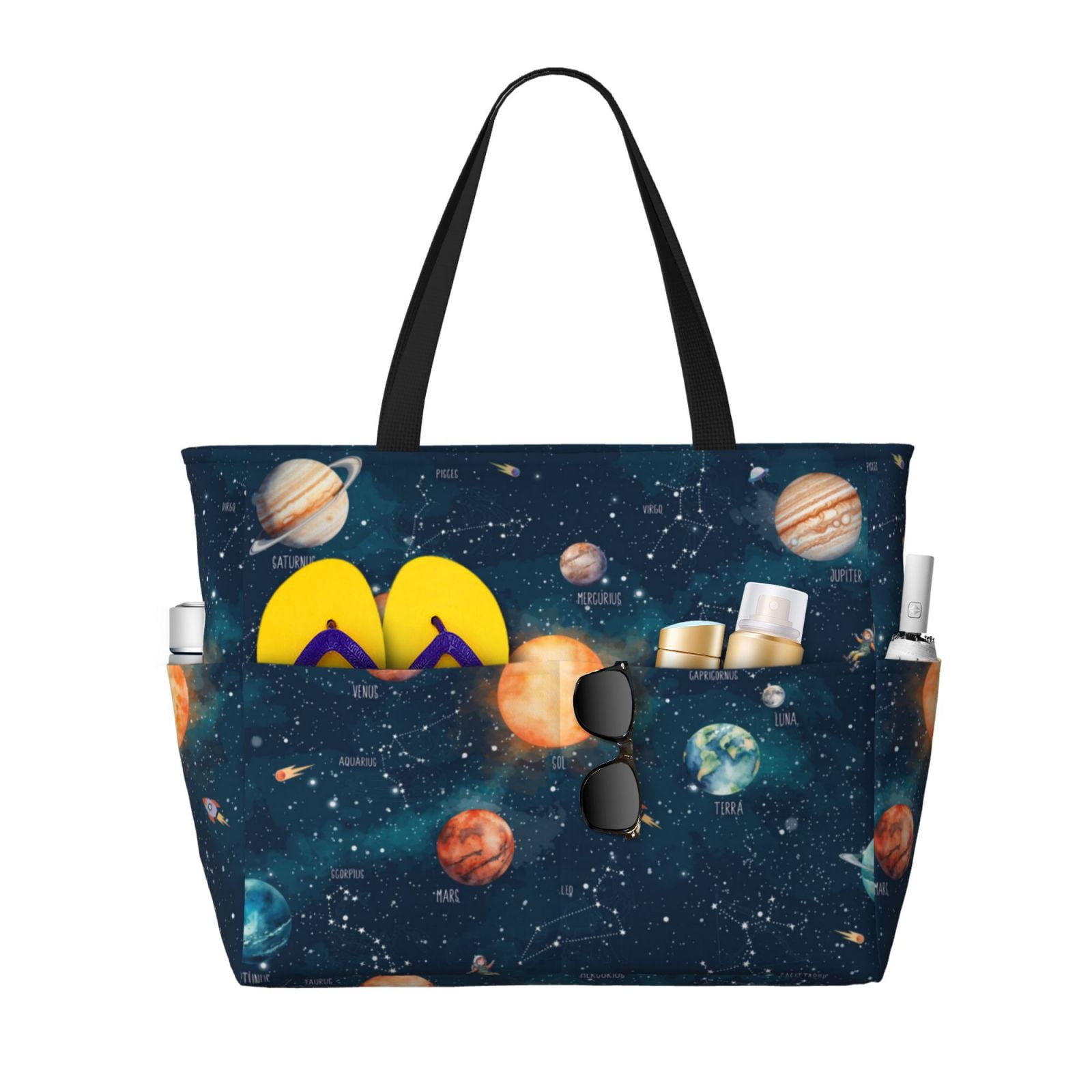 Zeuib Solar System And Planets Print Beach Bag for Women, Waterproof ...