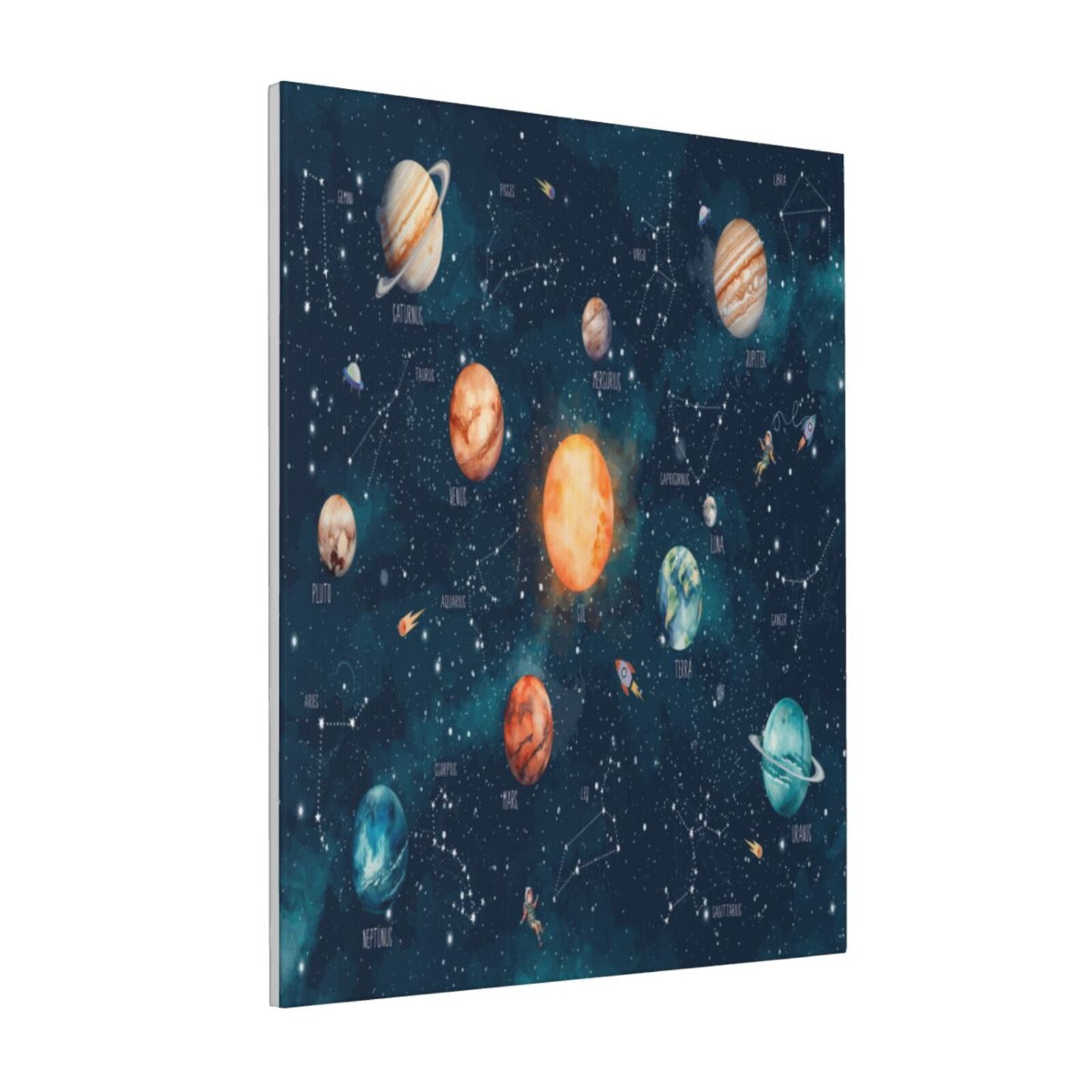 Zeuib Solar System And Planets Print Farmhouse Canvas Wall Art For ...