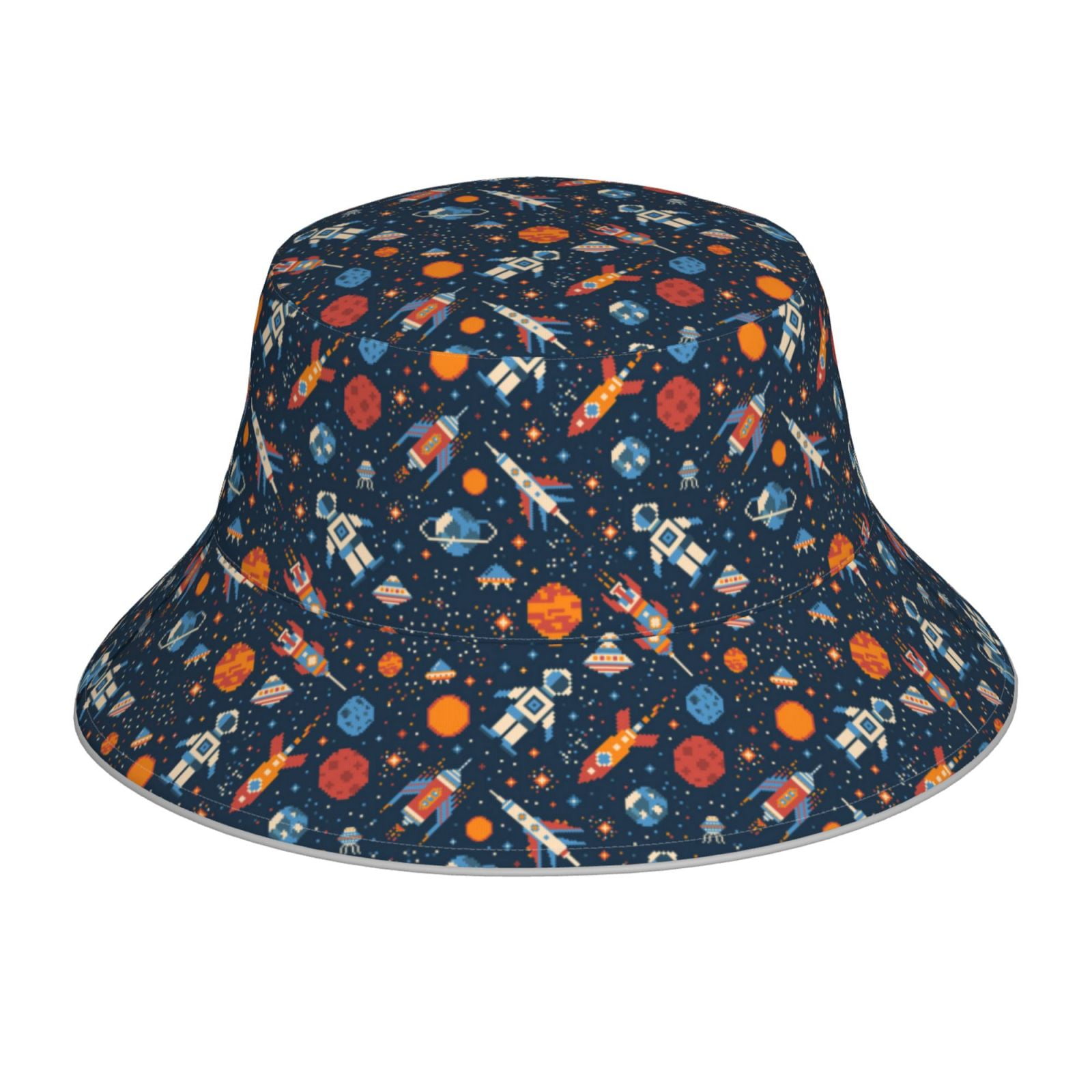 Zeuib Spaceships And Stars In Outer Space Reflective Bucket Hat, UV ...