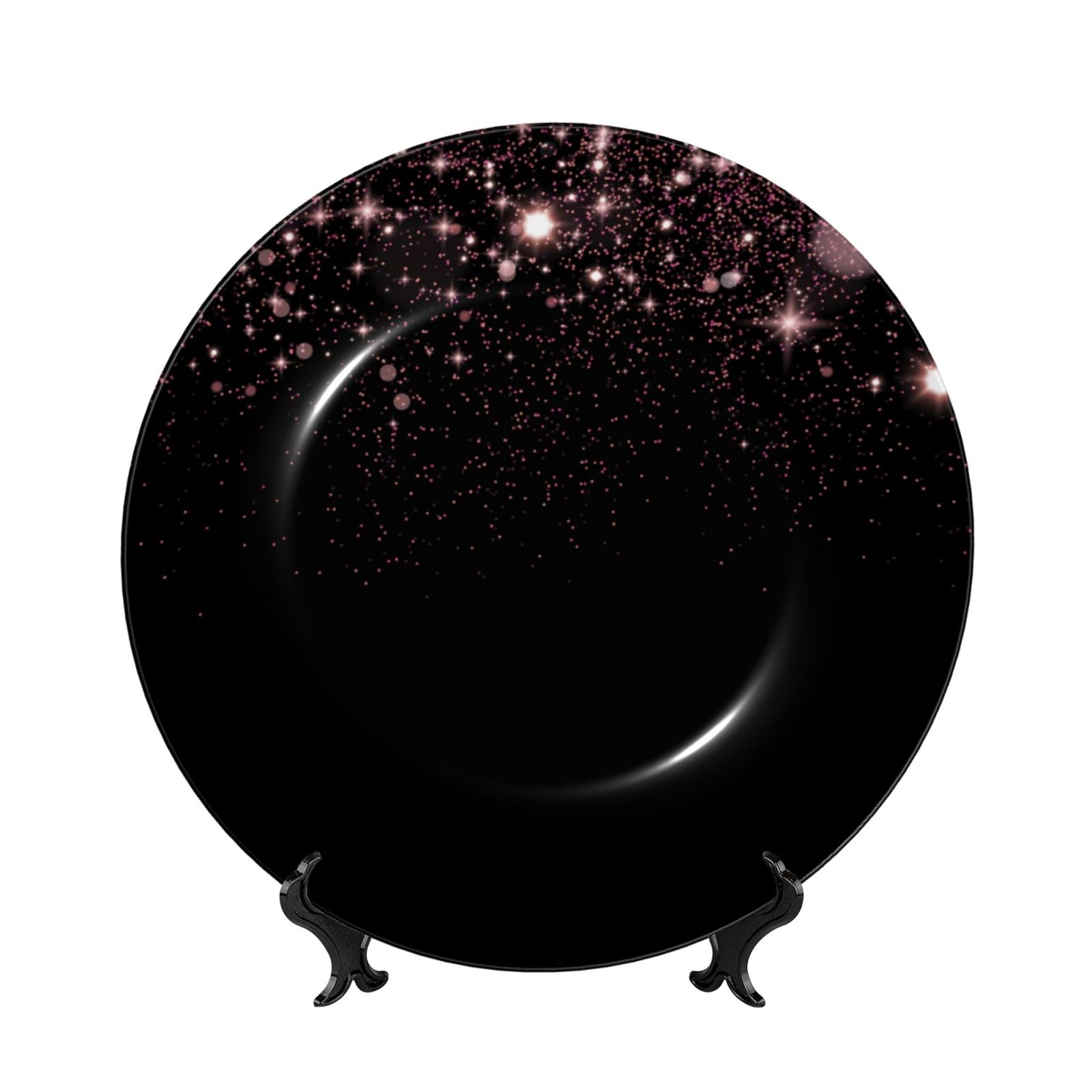 Zeuib Sparkling Pink Night Sky Print Decorative Plate for Display, Bone ...