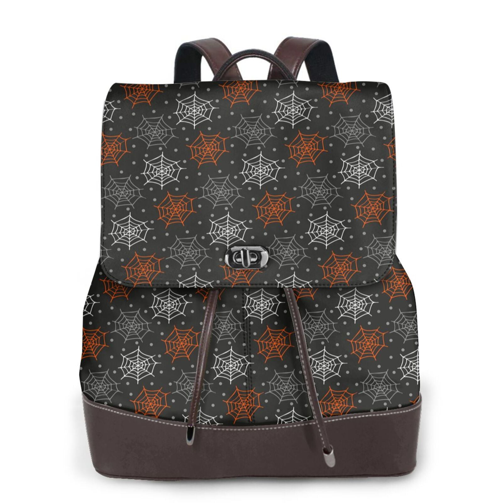 Zeuib Spider Web Print Leather Backpack for Women,Leather Handbags ...