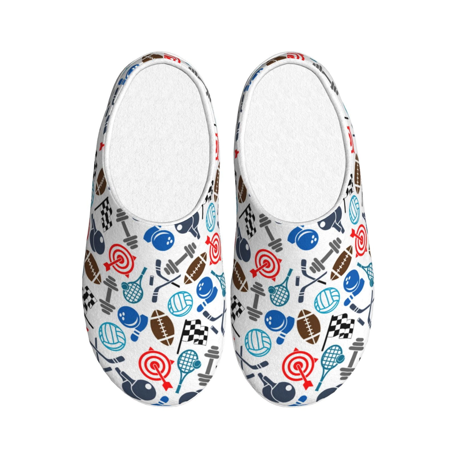 Zeuib Sport Items Print Autumn and Winter Slippers,Fuzzy Slippers for ...
