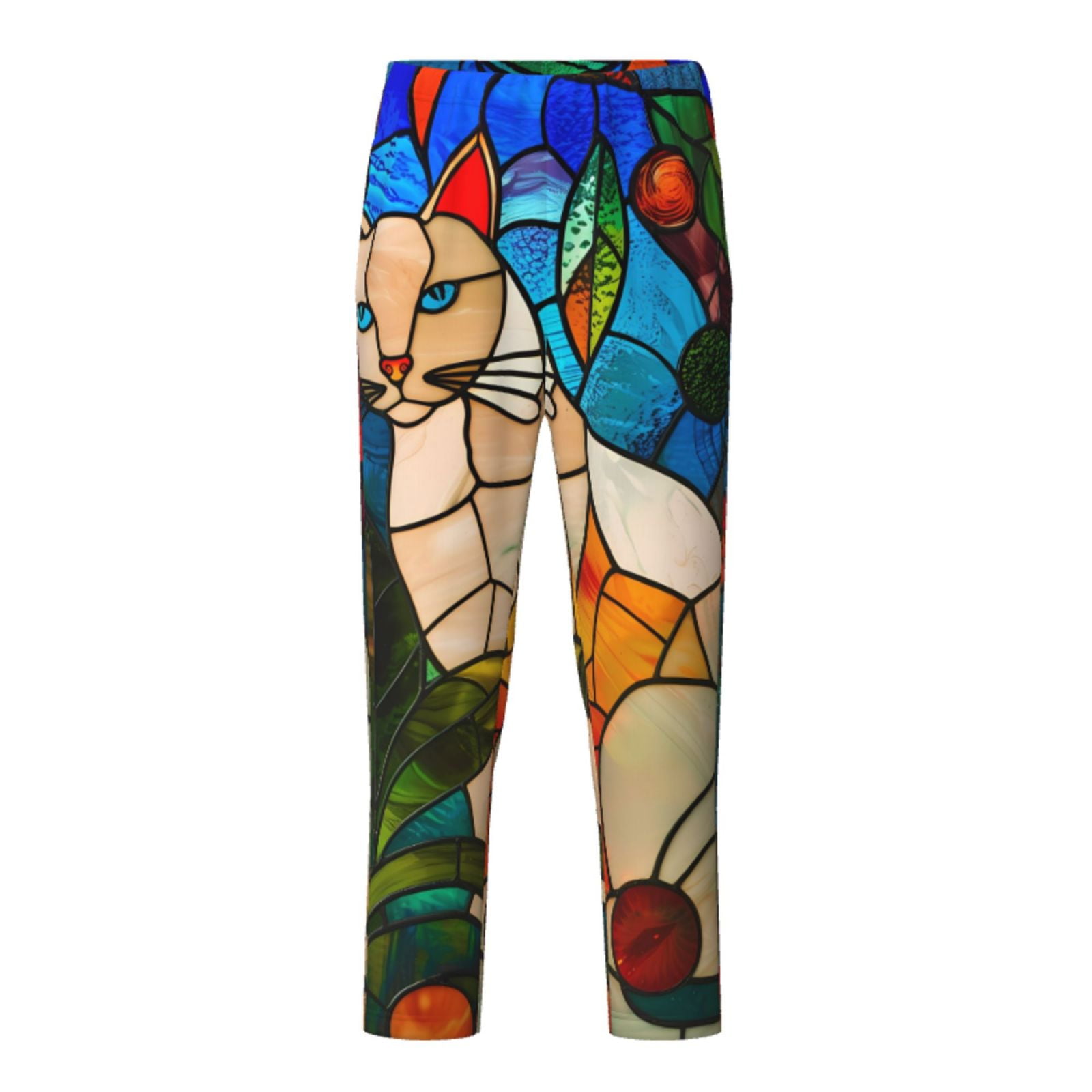 Zeuib Stained Glass Cat Art Print Pajama Pants for Girls Boys,PJ ...