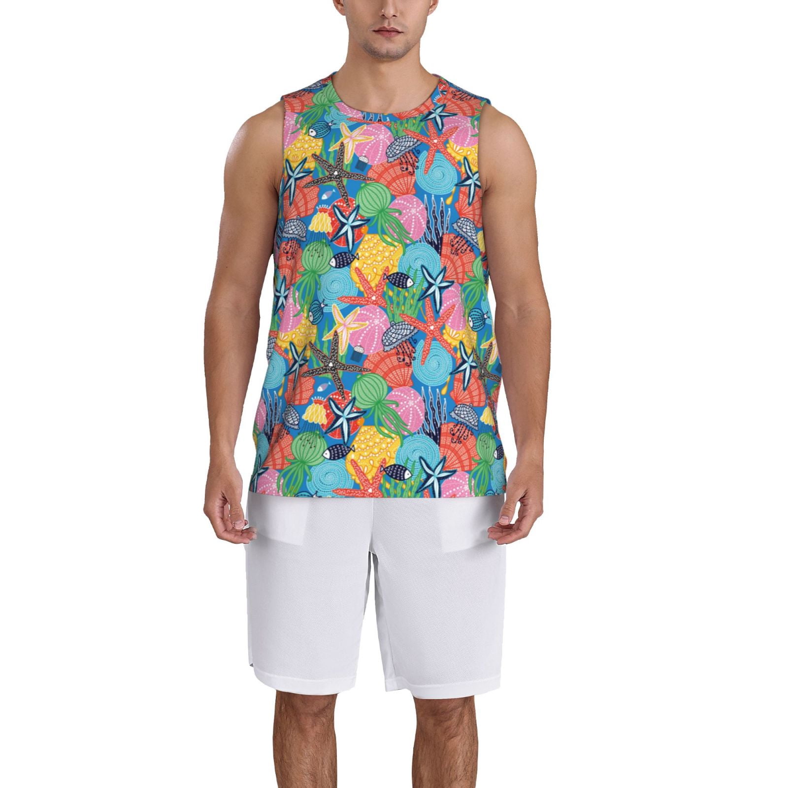 Zeuib Starfish And Algae Jersey Shirt for Men,Mesh Athletic Practice ...