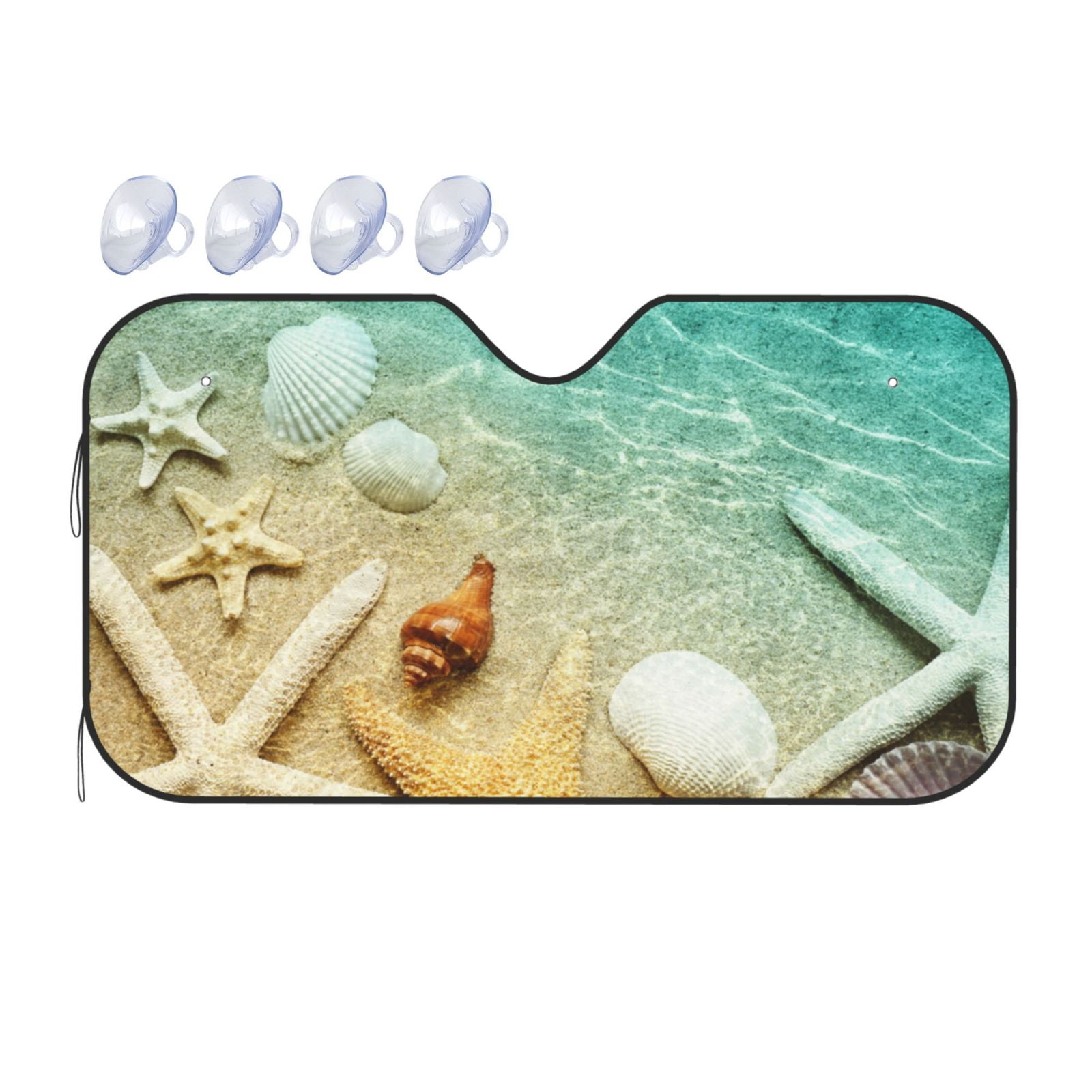 Zeuib Starfish And Seashell On The Beach Premium Car Sunshade: Superior ...