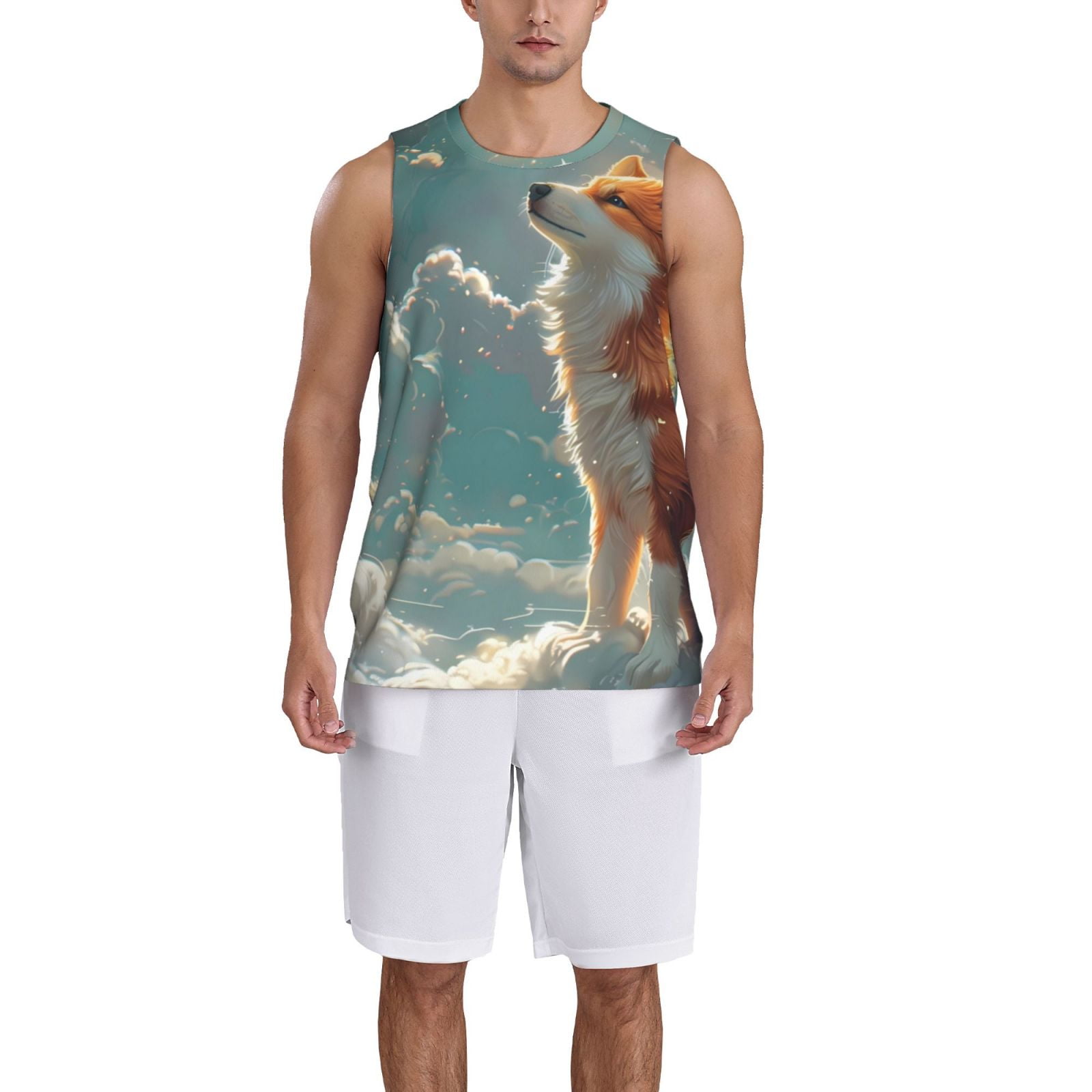 Zeuib Starry Sky Cloud Fox Jersey Shirt for Men,Mesh Athletic Practice ...