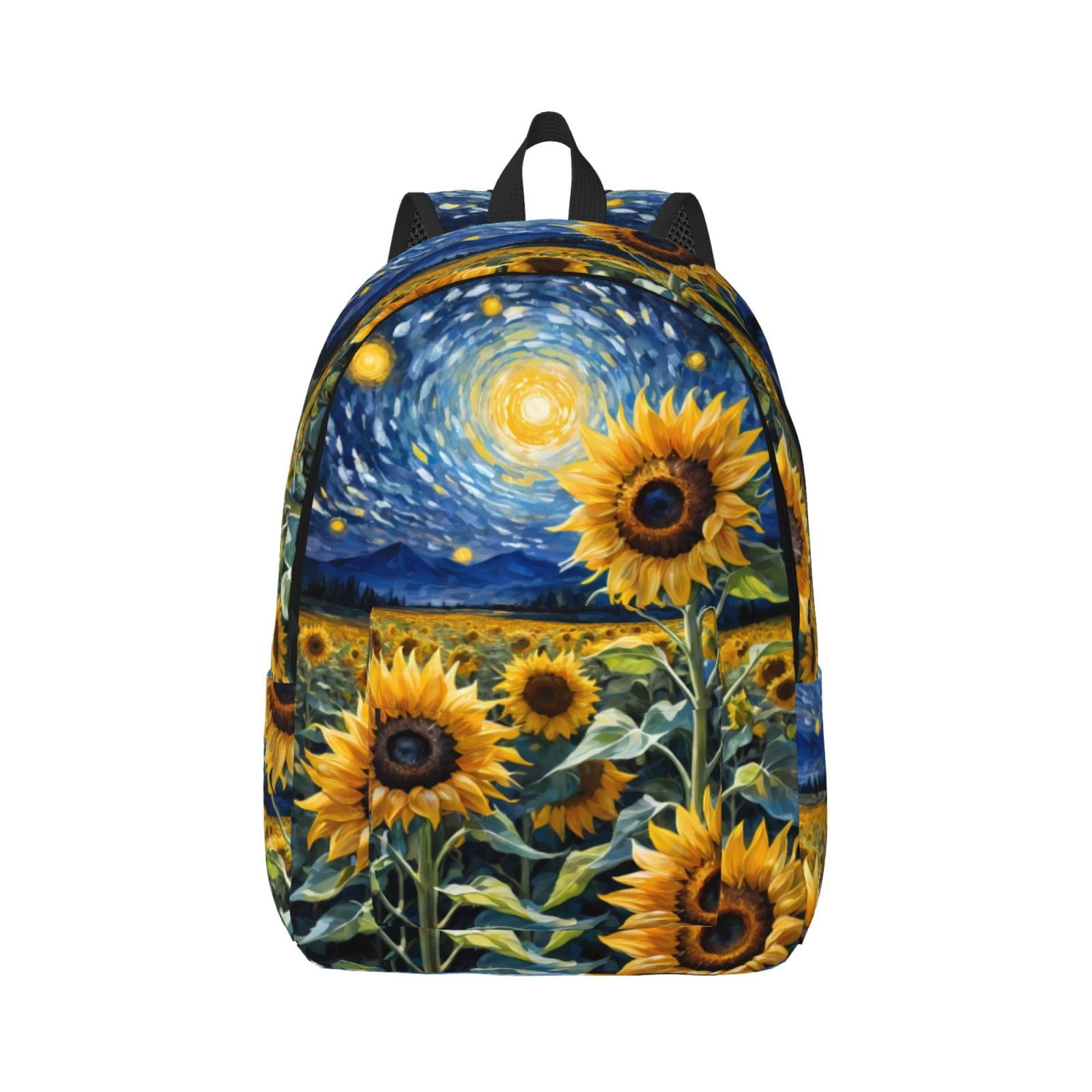 Zeuib Starry Sky Sunflower Stylish and Durable Canvas Backpack: Perfect ...